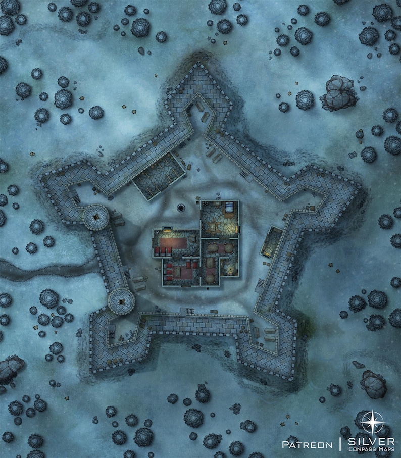 Star Fort Battlemap, Dnd Map, Castle, D&D, Tower, Battle Map, Gridded ...