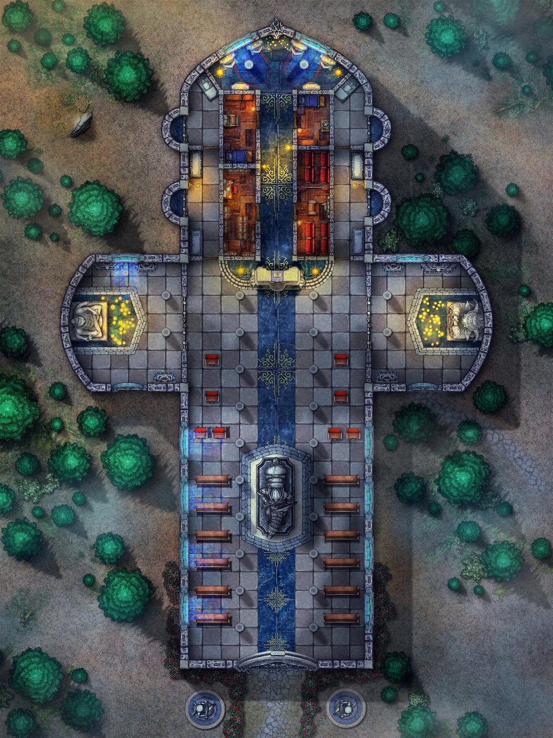Cathedral Battlemap, Dnd Map, D&D, Battlemap, Temple, Church, Dungeons ...