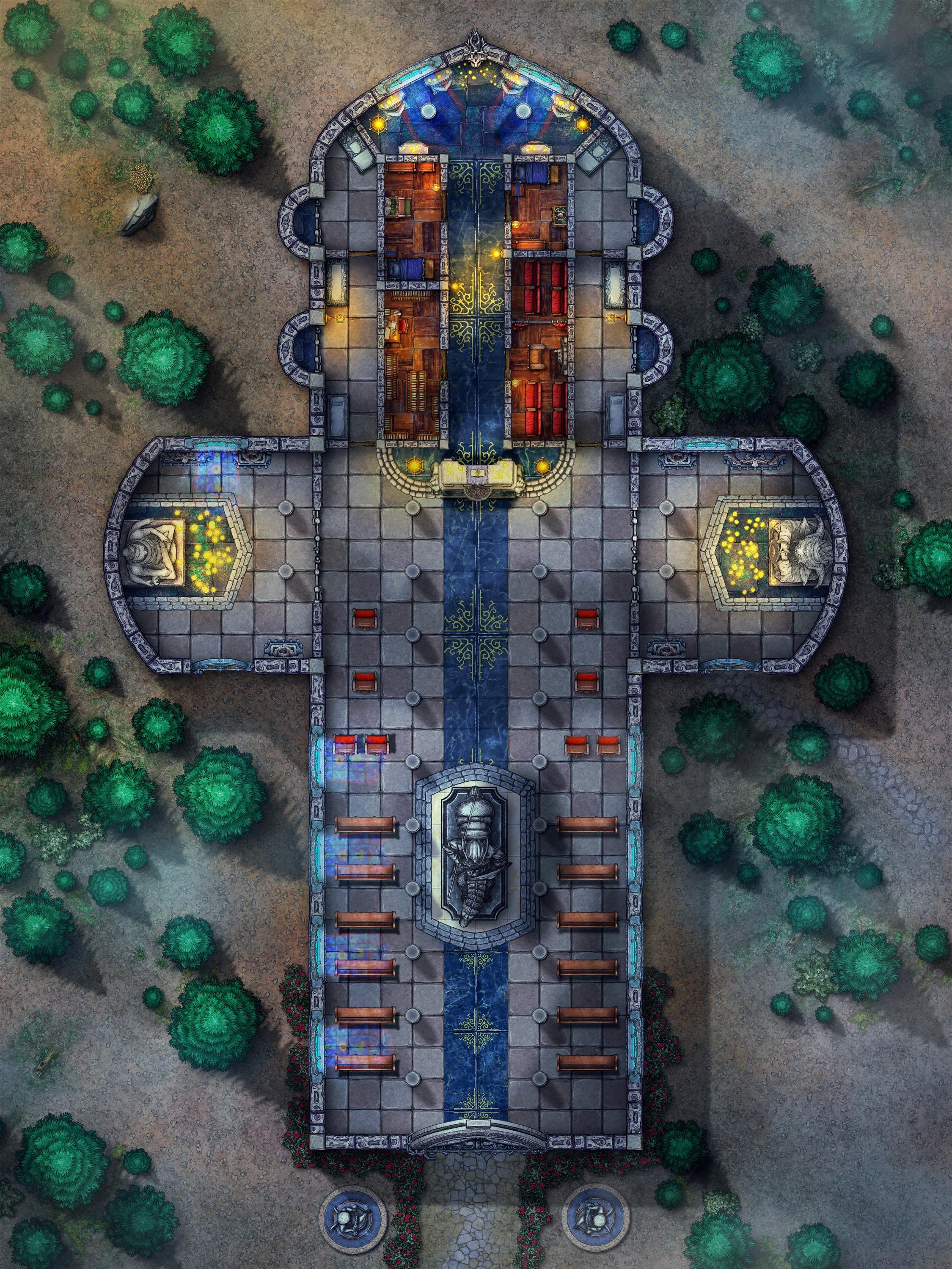 Cathedral Battlemap, Dnd Map, D&D, Battlemap, Temple, Church, Dungeons ...