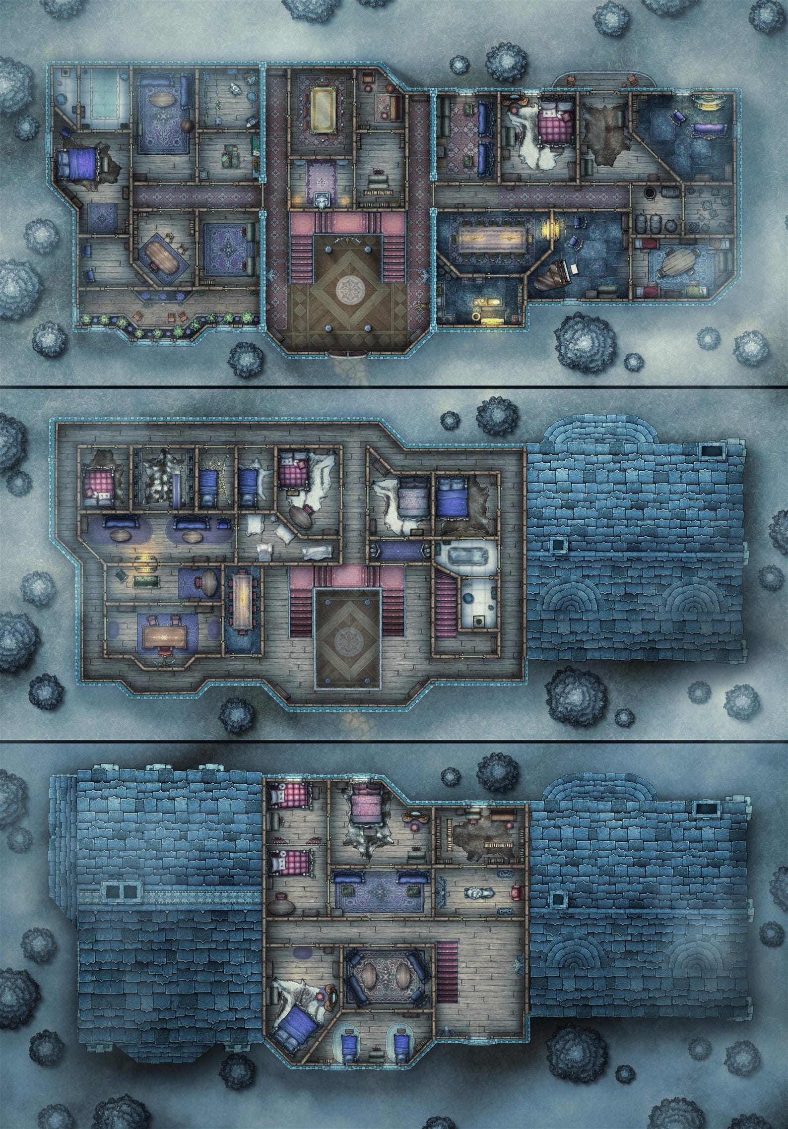 Mansion Battlemap, Dnd Map, Manor, House, D&D, Battle Map, Dungeons and ...