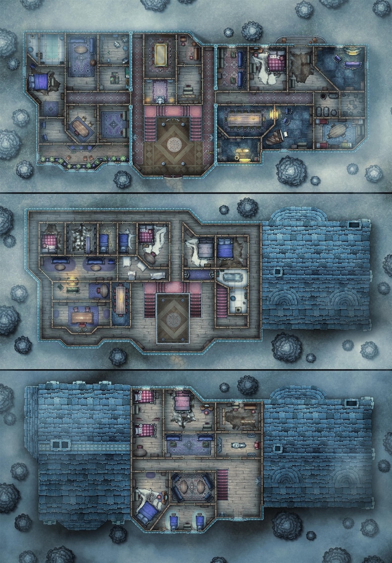 Mansion Battlemap, Dnd Map, Manor, House, D&D, Battle Map, Dungeons and ...