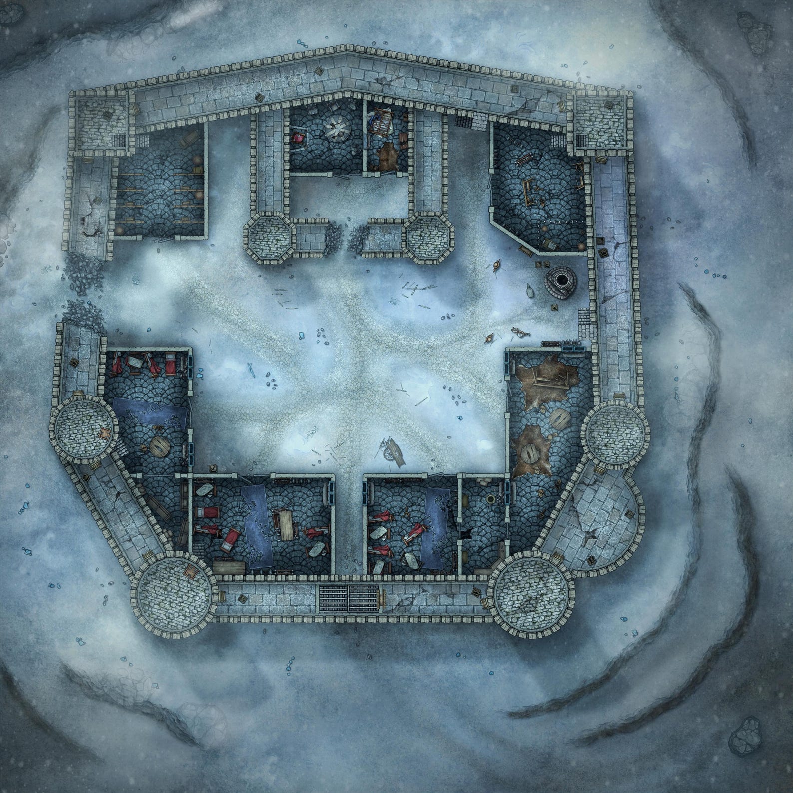 Castle Battlemap, Dnd Map, Fort, Winter, D&D, Battle Map, Forest ...
