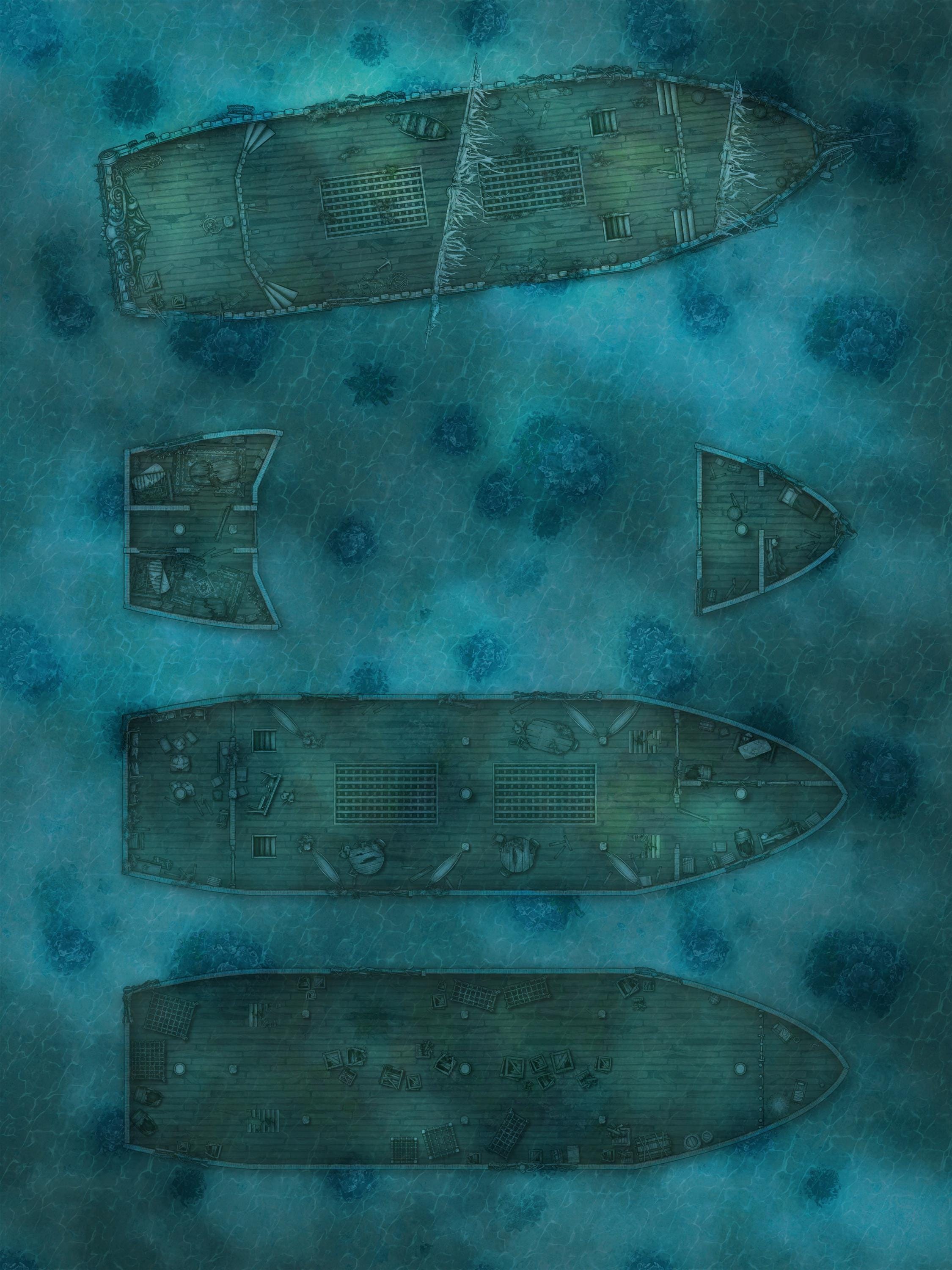 Shipwreck Battlemap, Dnd Map, Ship, Ruins, D&D, Battle Map, Dungeons ...