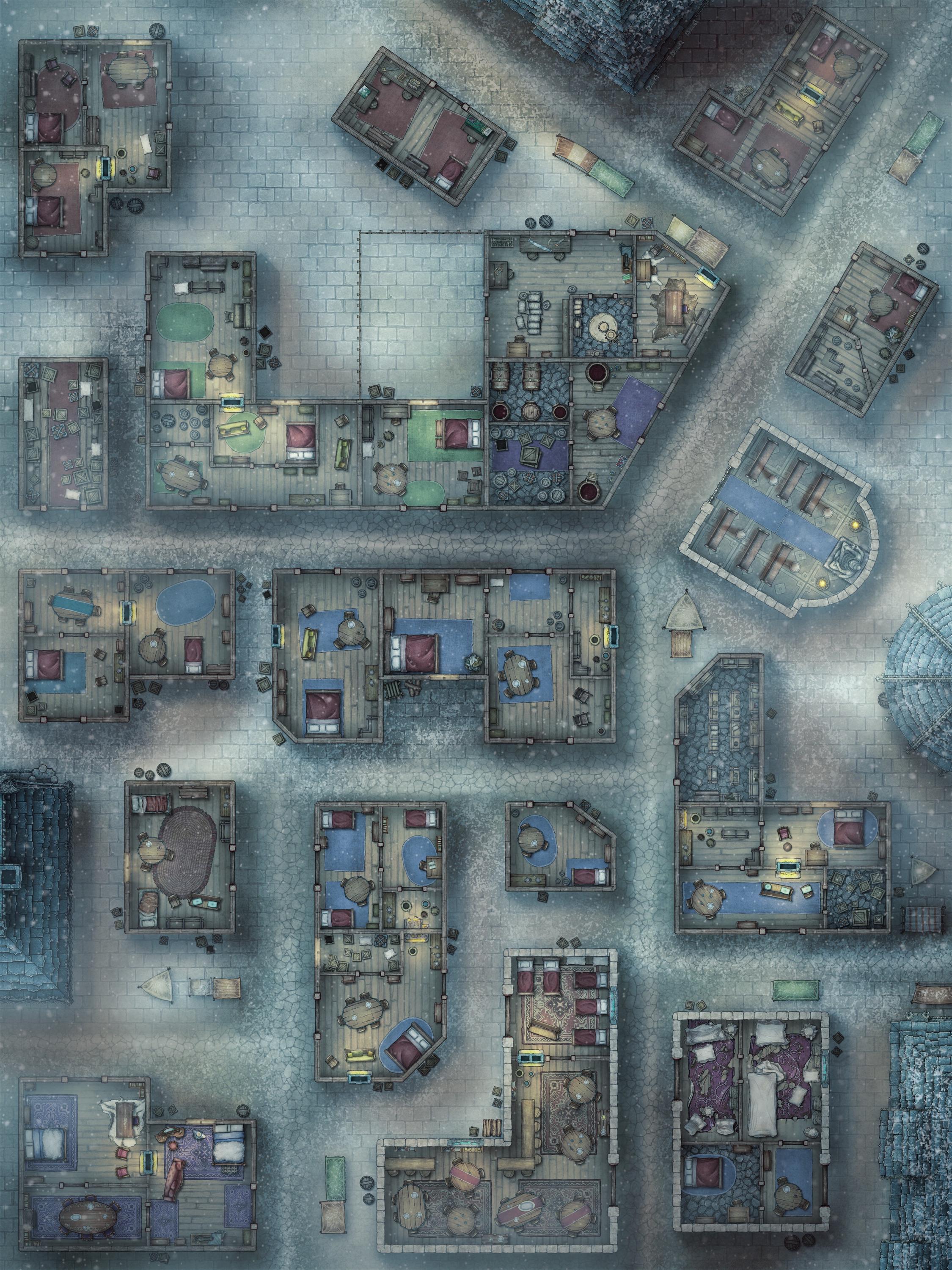 City Battlemap, Dnd Map, City Streets, Town, D&D, Urban, Battlemap, RPG ...