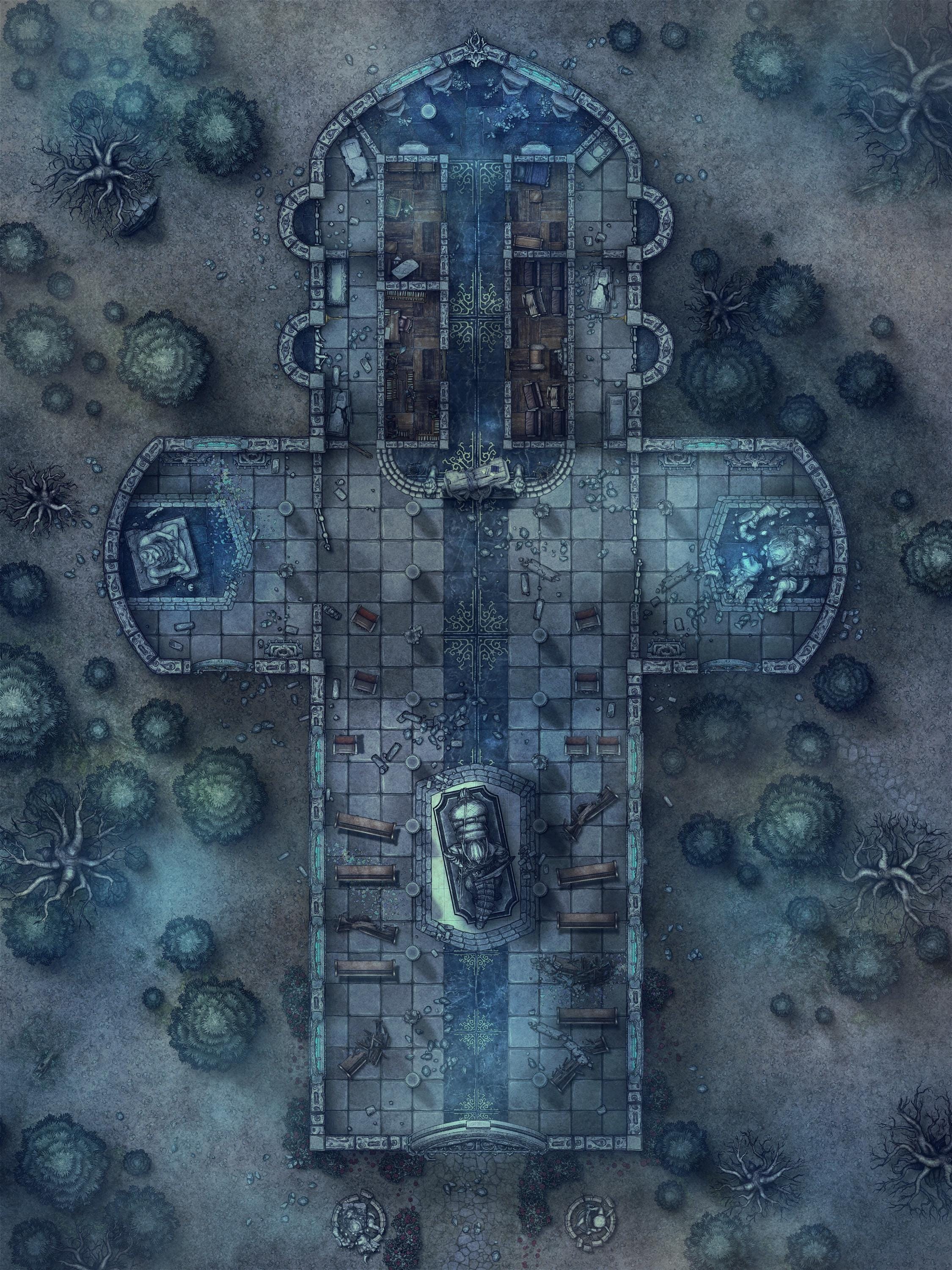 Cathedral Battlemap, Dnd Map, D&D, Battlemap, Temple, Church, Dungeons ...