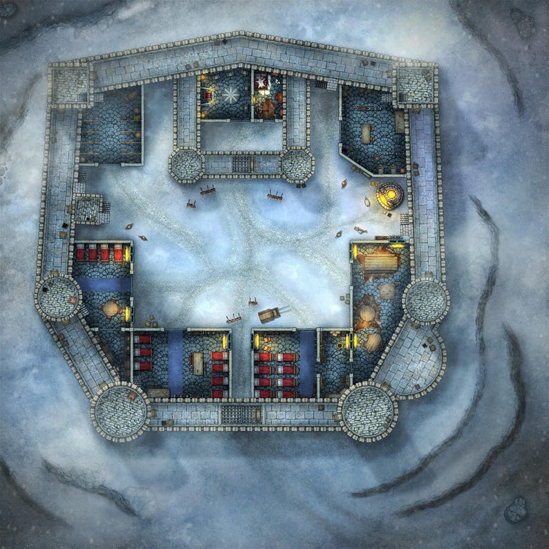 Castle Battlemap, Dnd Map, Fort, Winter, D&D, Battle Map, Forest ...