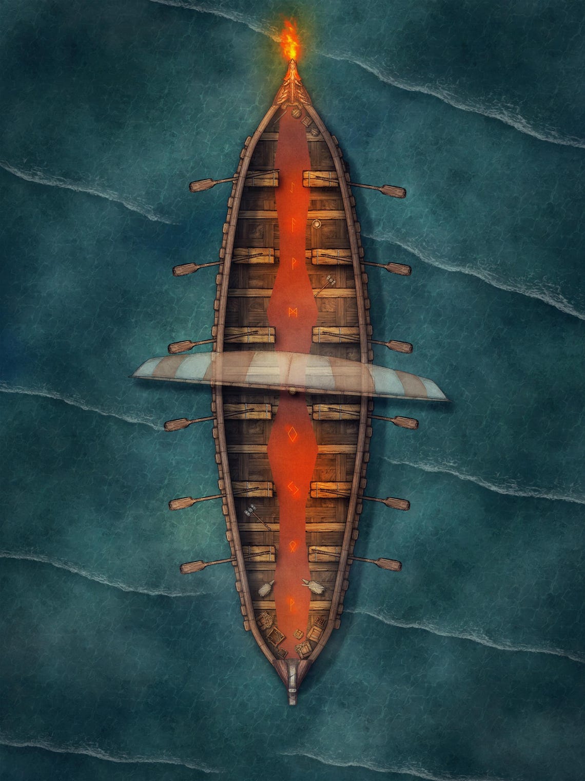 Viking Ship Battlemap, Dnd Map, Longship, Pirate Ship, D&D, Battle Map ...