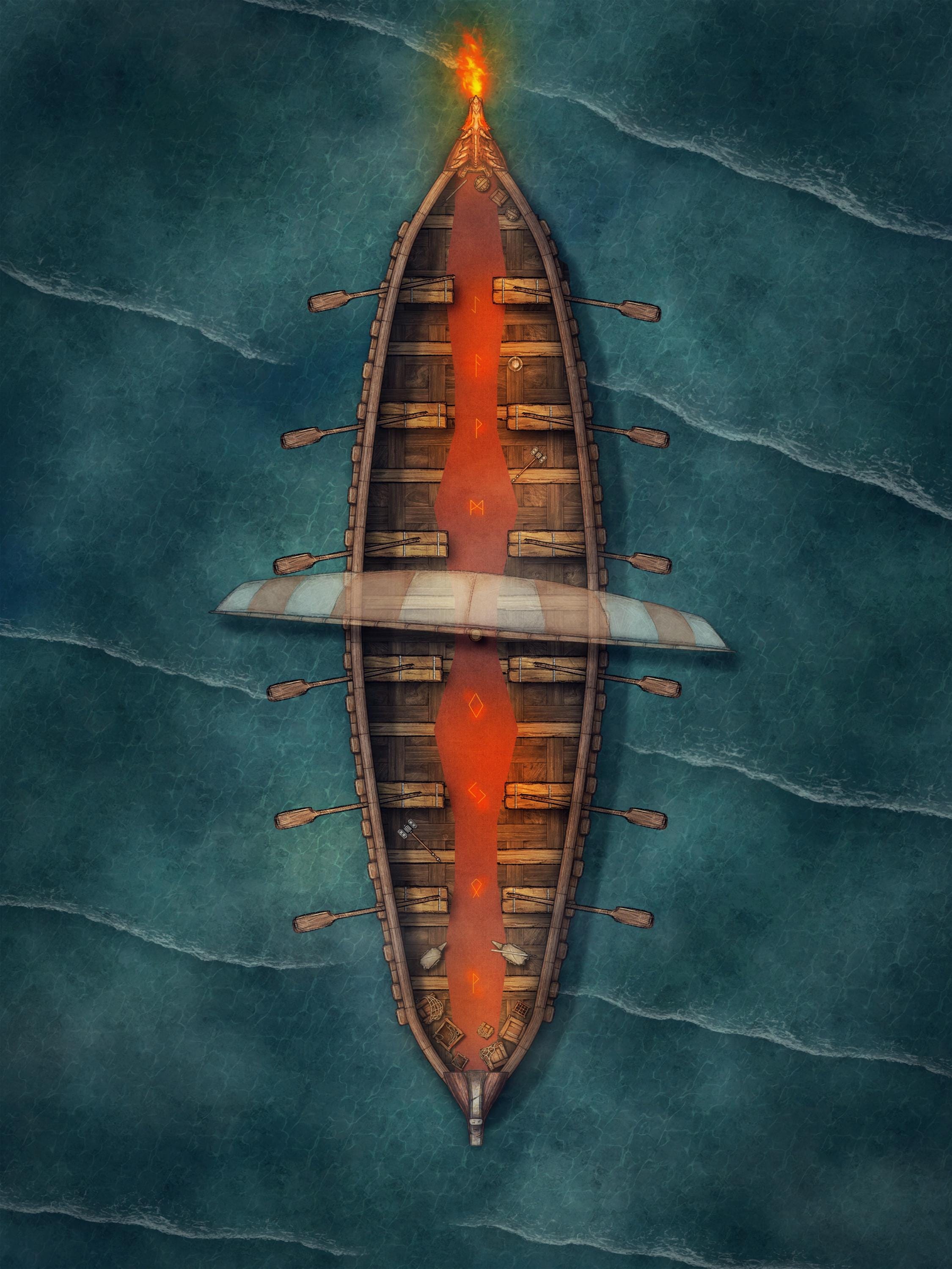 Viking Ship Battlemap, Dnd Map, Longship, Pirate Ship, D&D, Battle Map ...