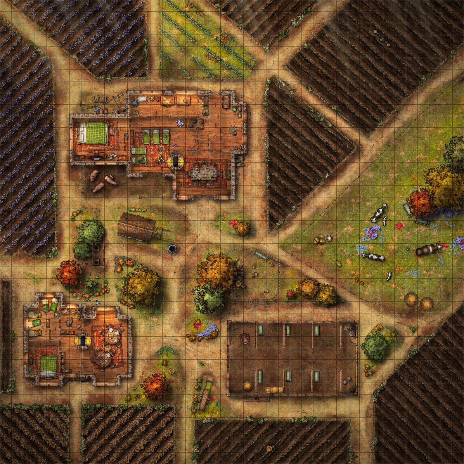 Farm Battlemap, Dnd Map, Village, Ruined, Town, D&D, Battle Map ...