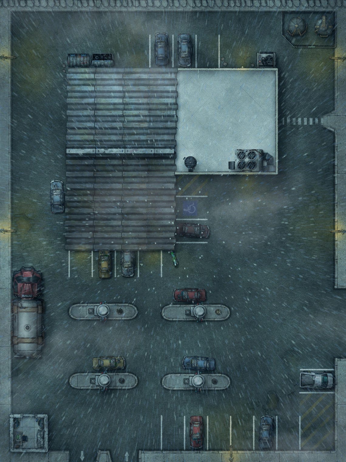 Modern Gas Station, Battlemap, Dnd Map, City, Modern Map, Sci Fi ...