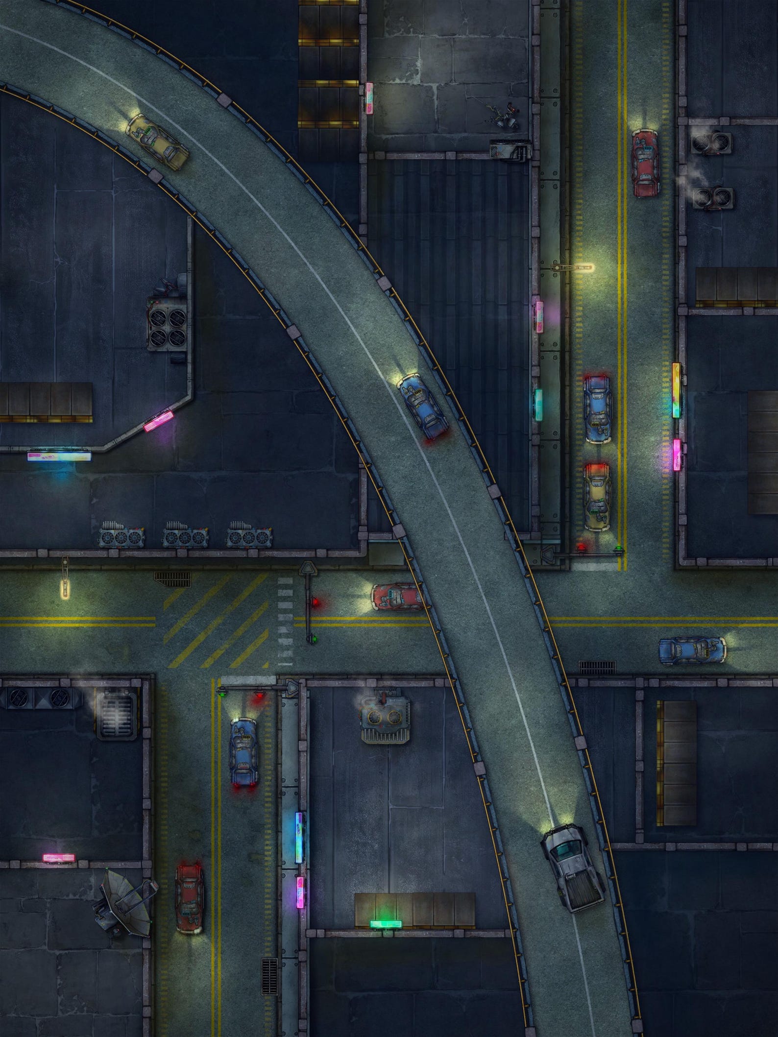 Modern City Battlemap, City Streets, Dnd Map, TTRPG Map, Cyberpunk, D&D ...