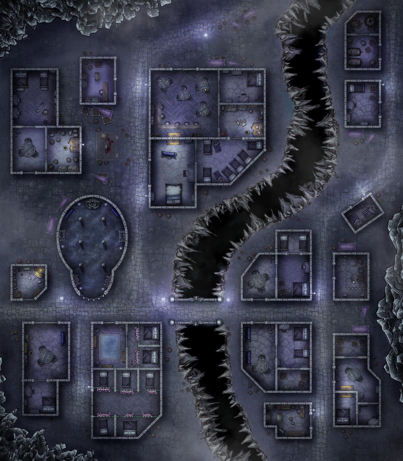 Underdark City Battlemap, Dnd Map, Town, City Streets, D&D, Battle Map ...