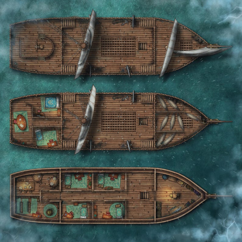 Ship Battlemap, Dnd Map, D&D, Battle Map, Dungeons and Dragons, 5e ...