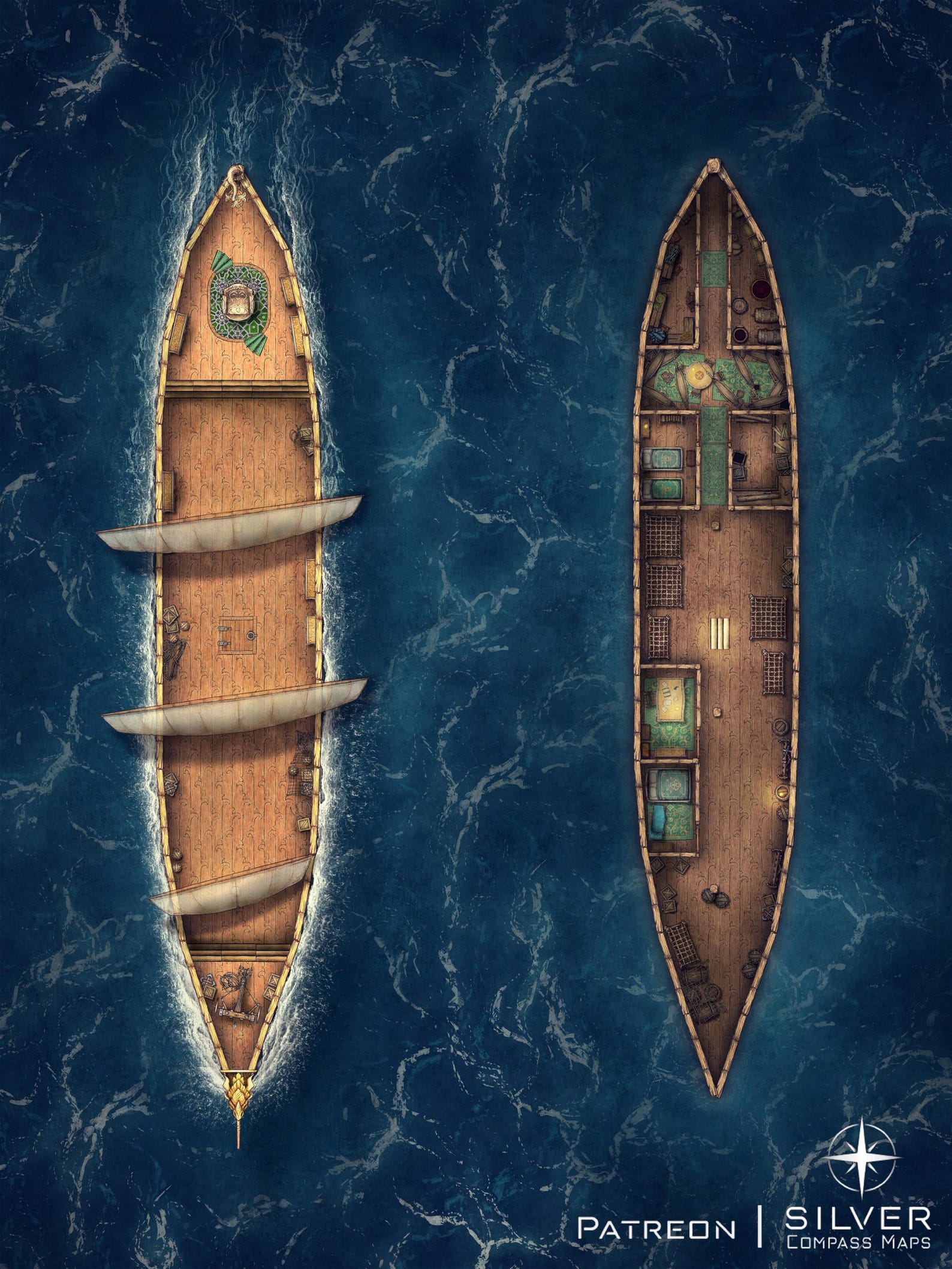 Elven Ship Battlemap, Drow, Elf, Dnd Map, Ship, D&D, Battle Map ...