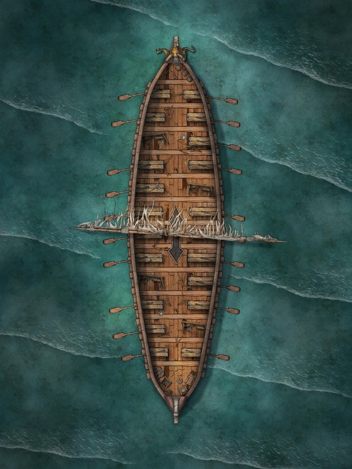 Viking Ship Battlemap, Dnd Map, Longship, Pirate Ship, D&D, Battle Map ...