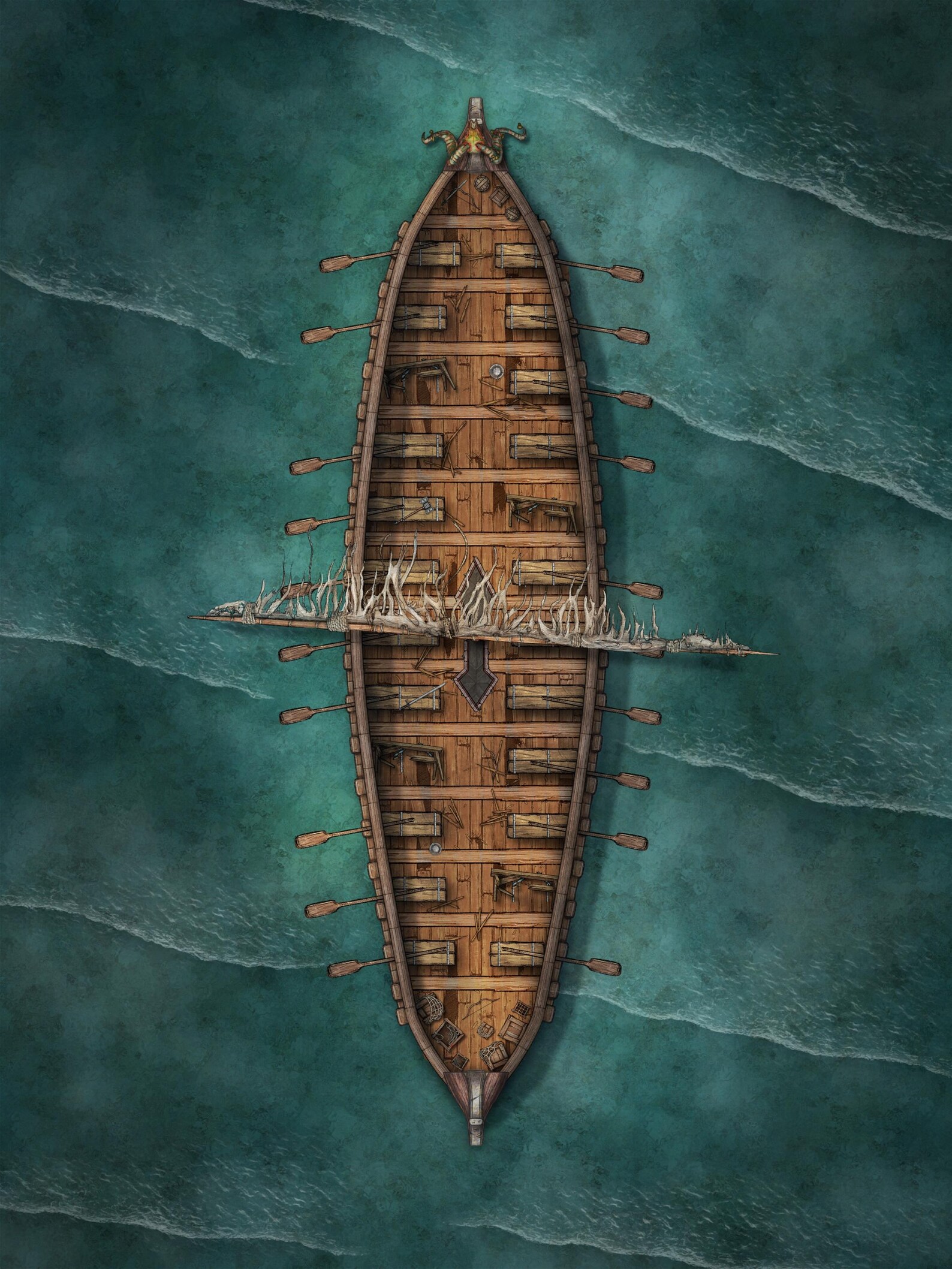 Viking Ship Battlemap, Dnd Map, Longship, Pirate Ship, D&D, Battle Map ...