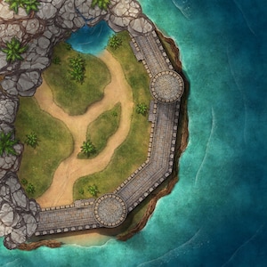 Fort Battlemap, Dnd Map, Castle Map, Island, D&D, Coastal, Pirate, RPG ...