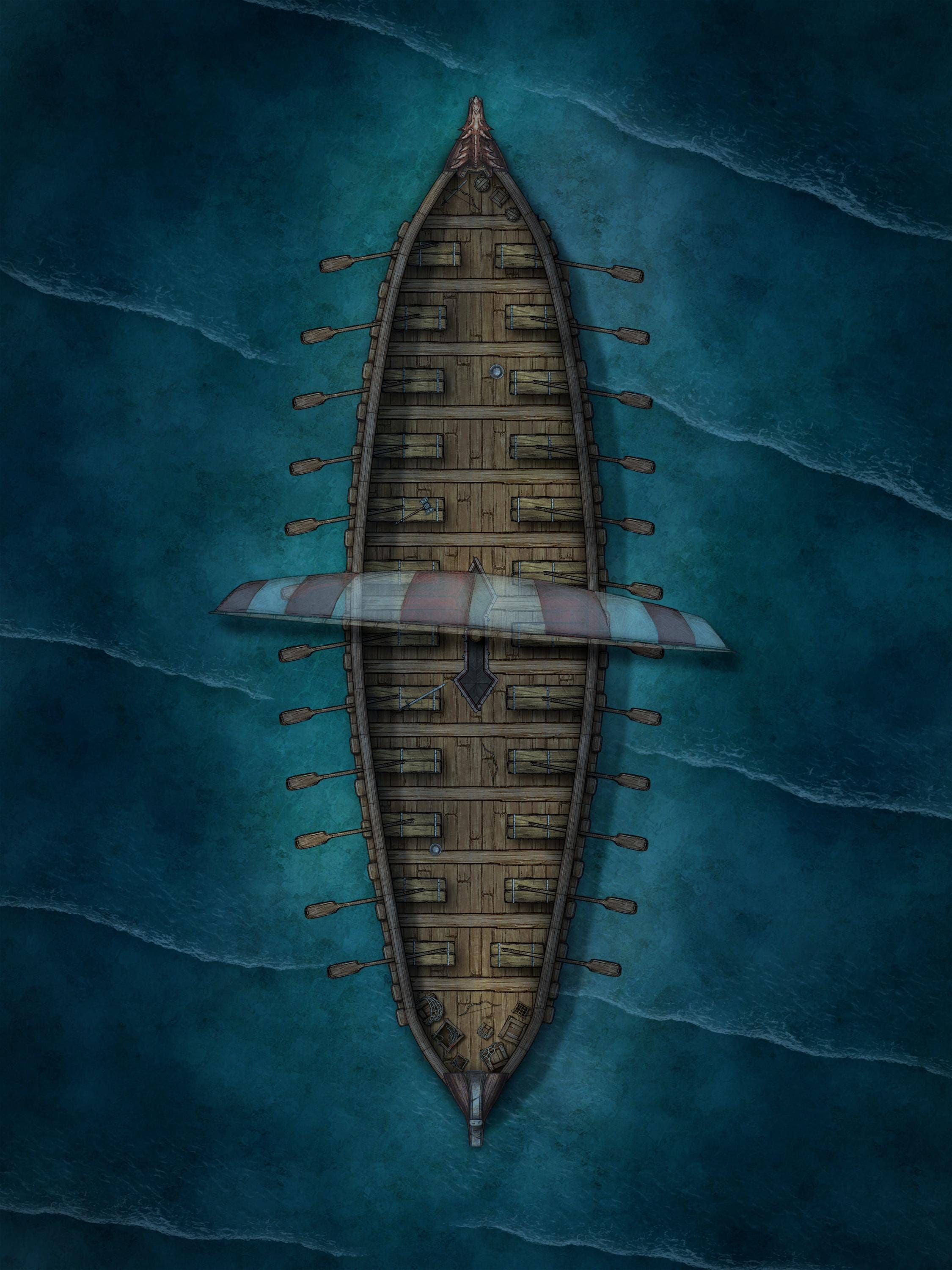 Viking Ship Battlemap, Dnd Map, Longship, Pirate Ship, D&D, Battle Map ...