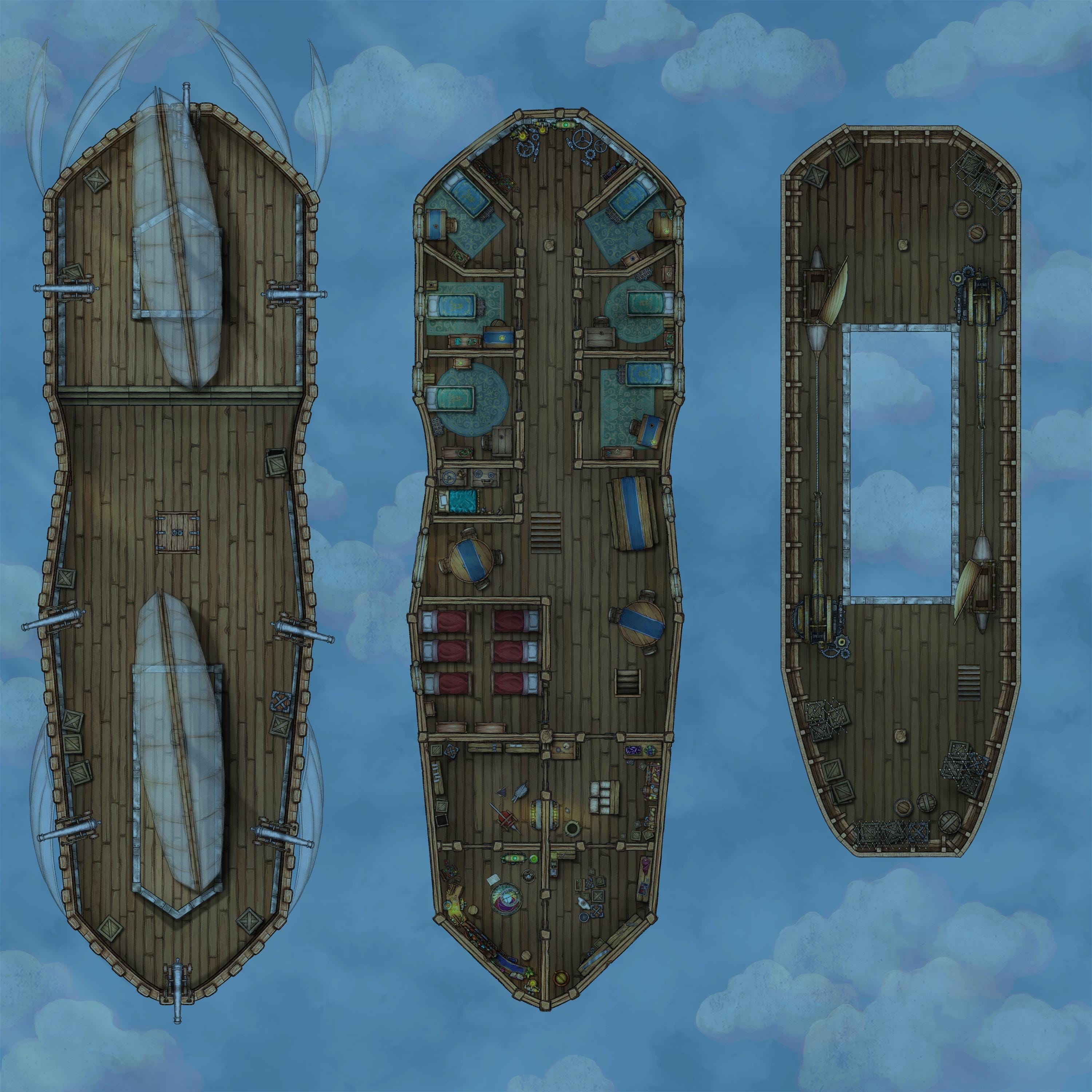 Airship Battlemap, Dnd Map, Ship, Spelljammer Ship, D&D, Battle Map ...