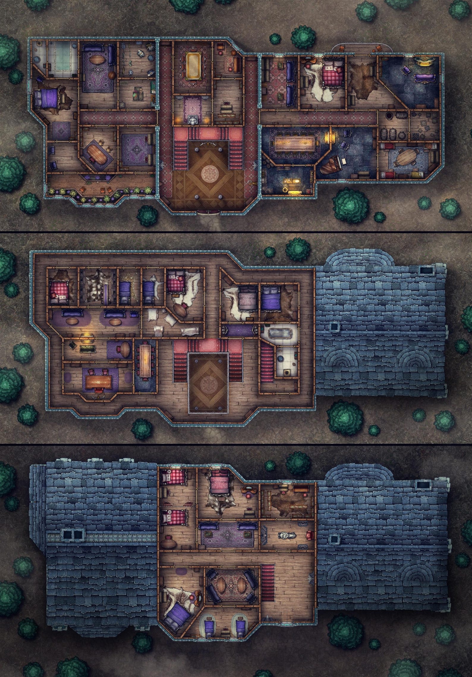 Mansion Battlemap, Dnd Map, Manor, House, D&D, Battle Map, Dungeons and ...
