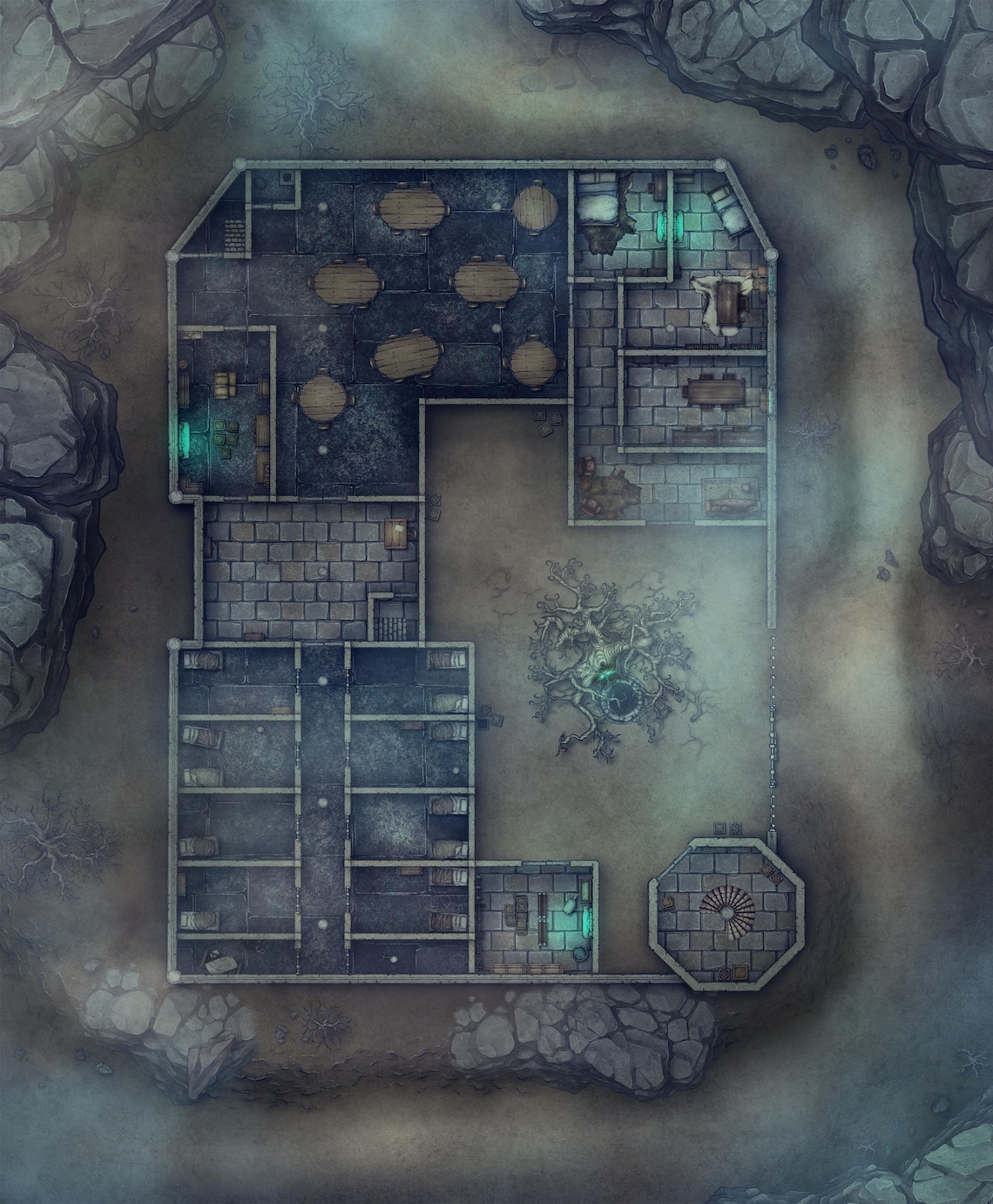 Jail Battlemap, Dnd Map, D&D, Asylum, Prison, Dungeons and Dragons, 5e ...
