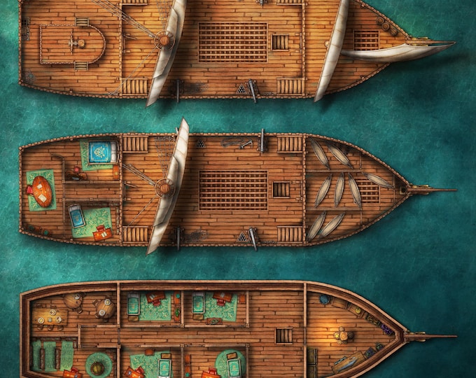 Shipwreck Battlemap, Dnd Map, Ship, Ruins, D&D, Battle Map, Dungeons ...