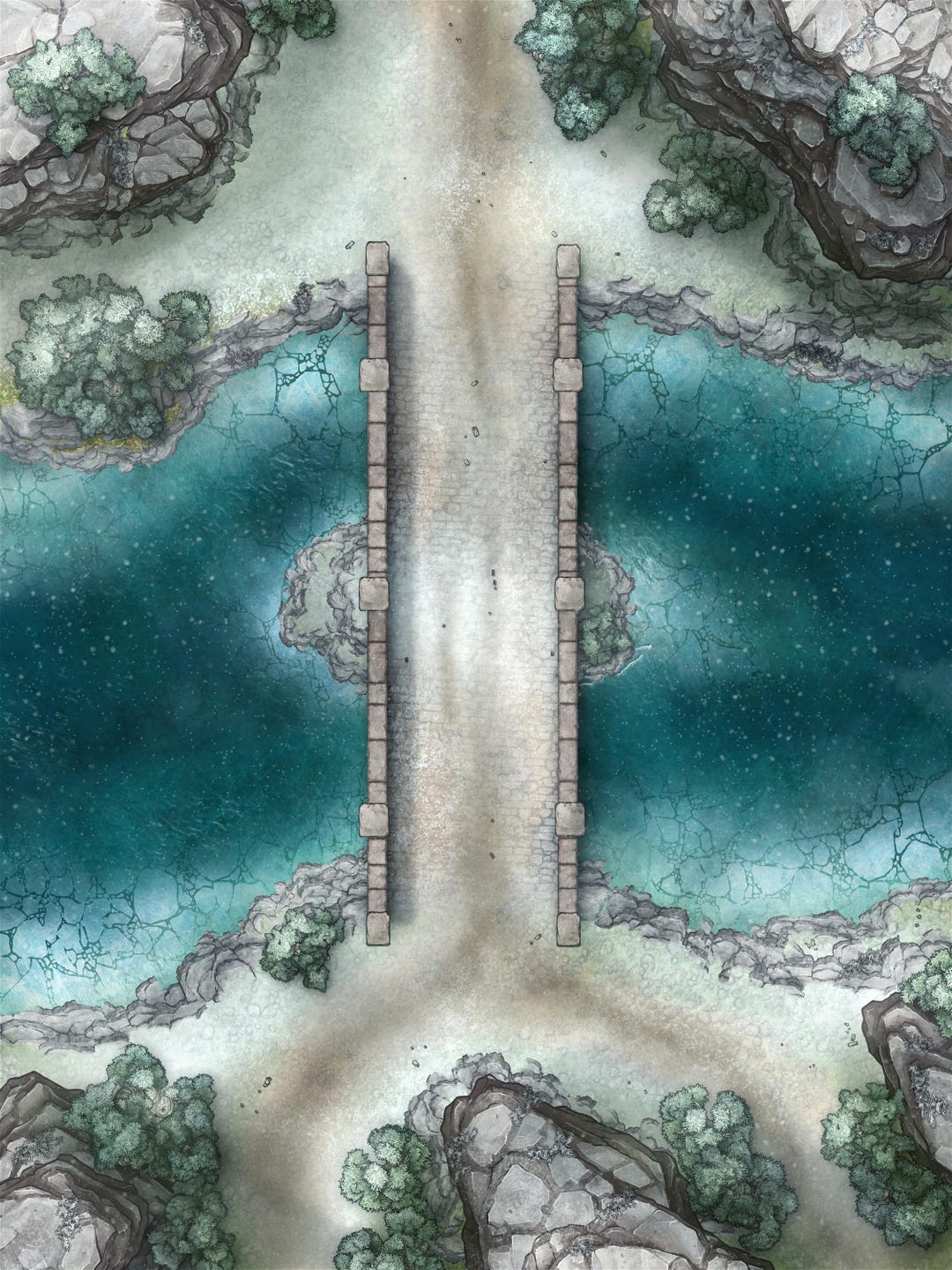 Bridge Battlemap, Dnd Map, Forest, Winter, D&D, Cave, Underdark, Battlemap, RPG Map, Dnd, TTRPG ...