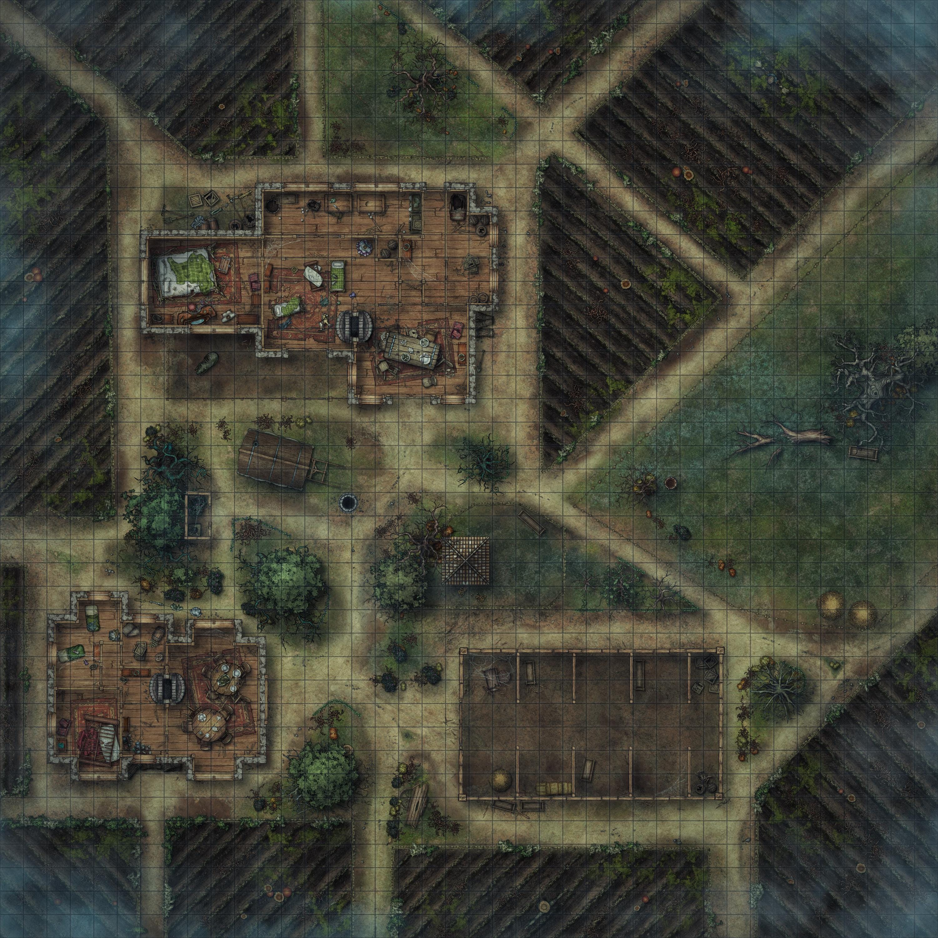 Farm Battlemap, Dnd Map, Village, Ruined, Town, D&D, Battle Map ...
