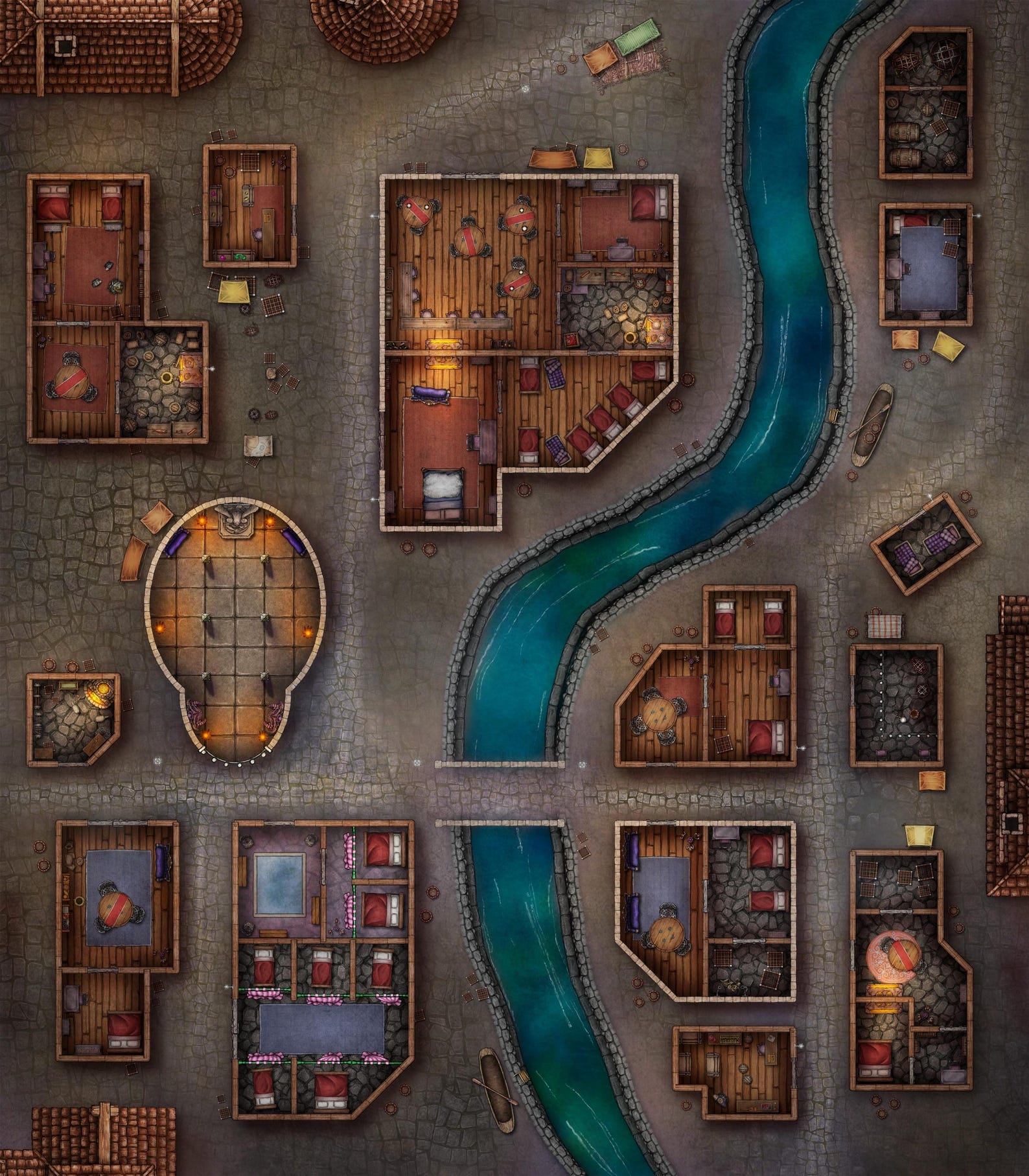 Underdark City Battlemap, Dnd Map, Town, City Streets, D&D, Battle Map ...