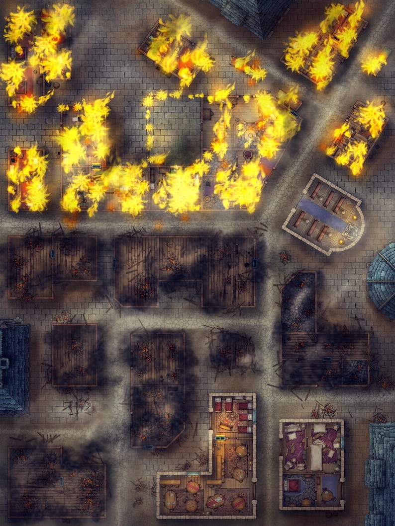 City Battlemap, Dnd Map, City Streets, Town, D&D, Urban, Battlemap, RPG ...