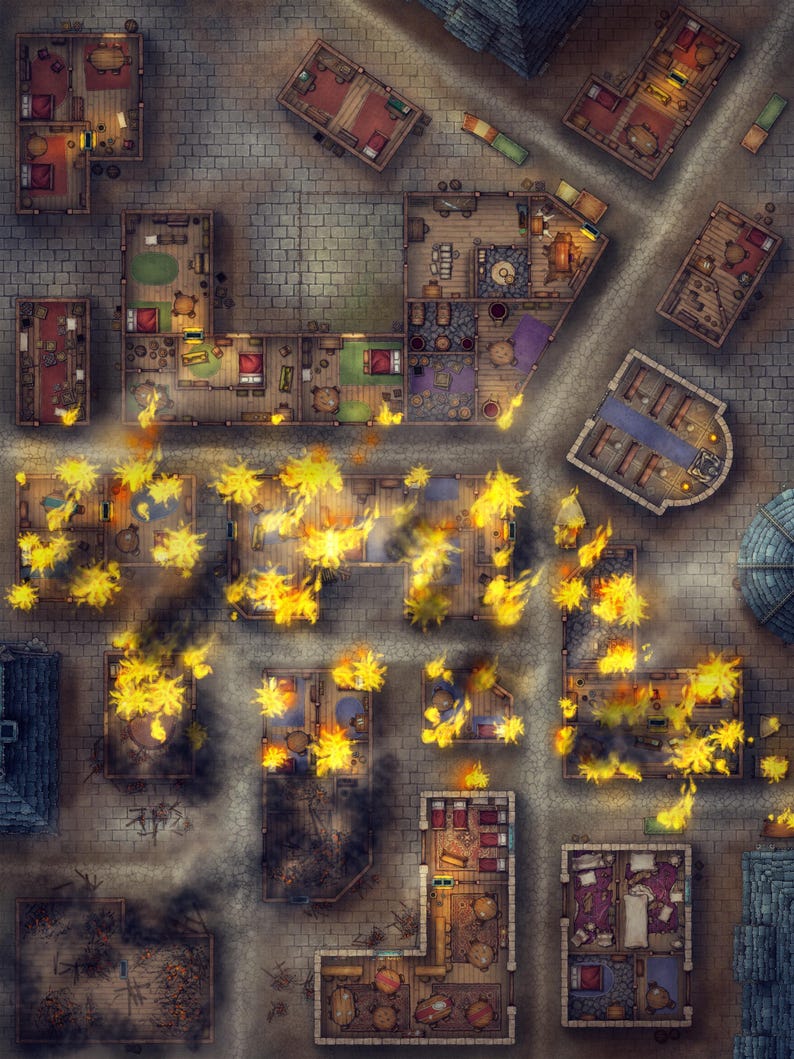 City Battlemap, Dnd Map, City Streets, Town, D&D, Urban, Battlemap, RPG ...