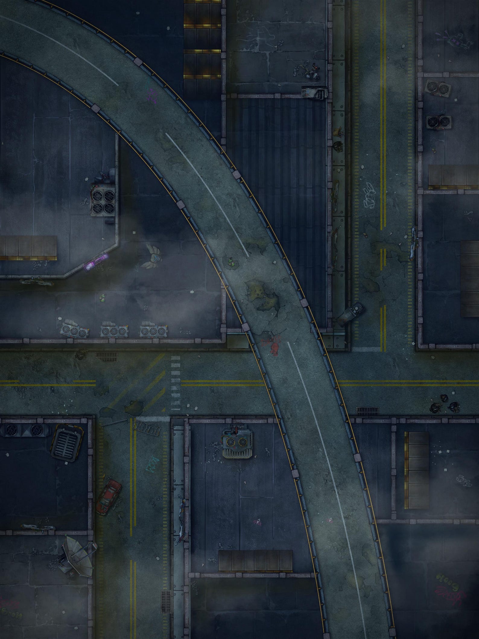 Modern City Battlemap, City Streets, Dnd Map, TTRPG Map, Cyberpunk, D&D ...