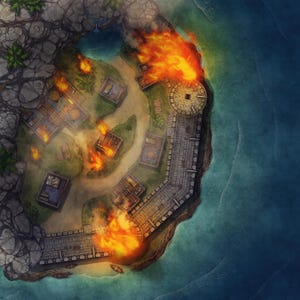 Fort Battlemap, Dnd Map, Castle Map, Island, D&D, Coastal, Pirate, RPG ...
