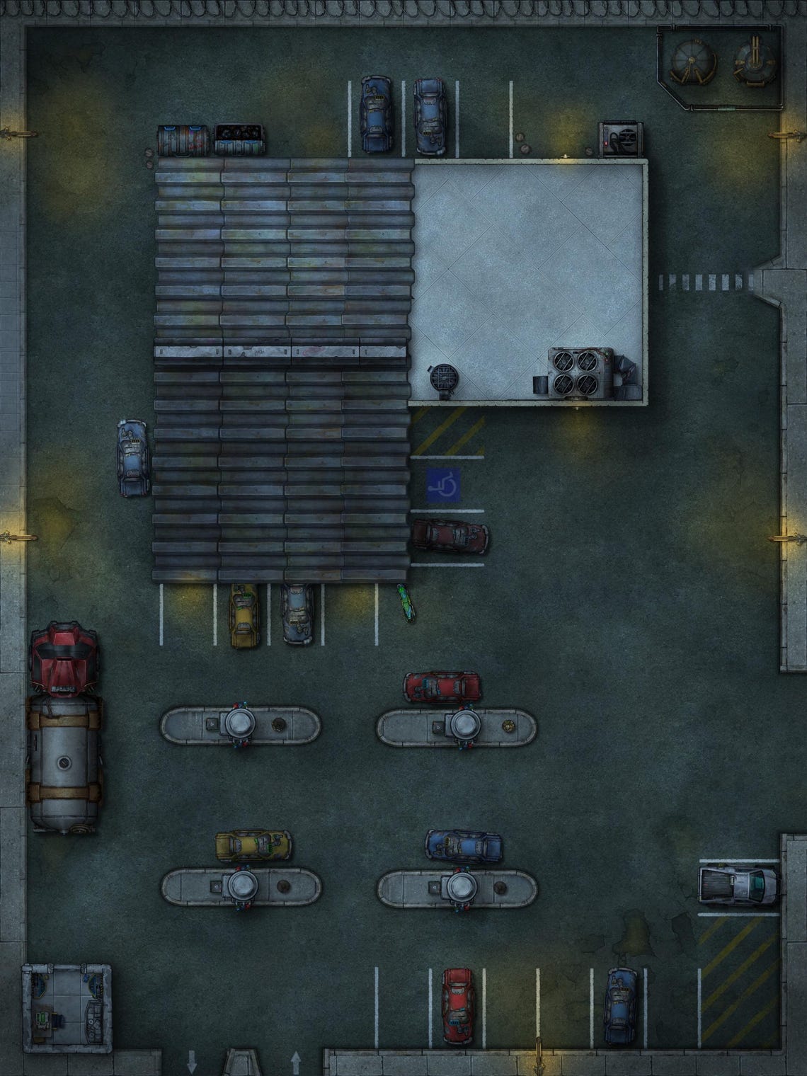 Modern Gas Station, Battlemap, Dnd Map, City, Modern Map, Sci Fi ...