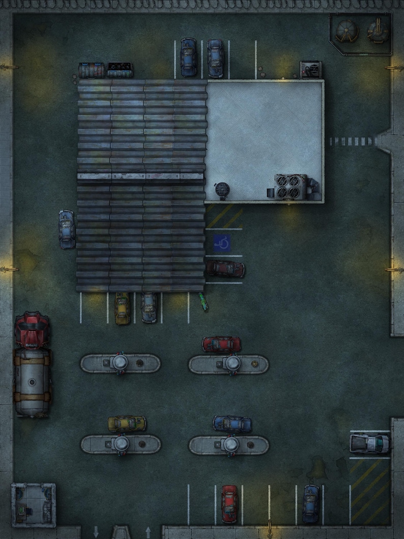 Modern Gas Station, Battlemap, Dnd Map, City, Modern Map, Sci Fi ...