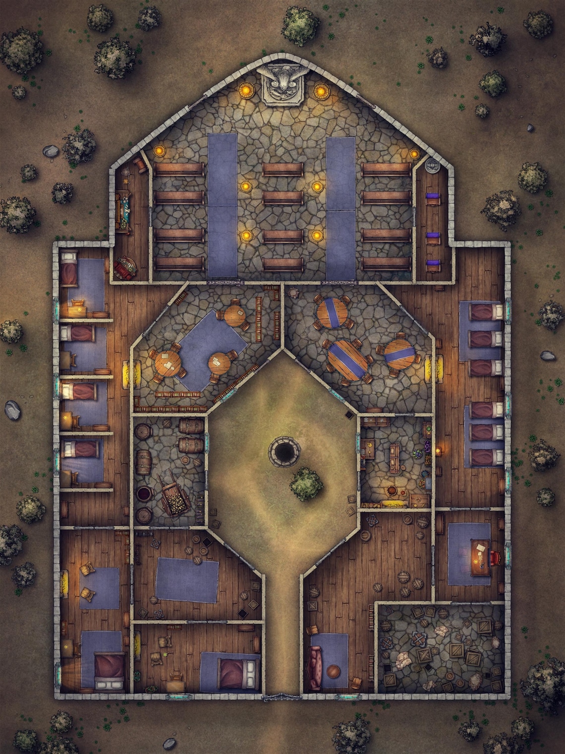 Monastery Battlemap, Dnd Map, Church, Shrine, D&D, Battle Map, Temple ...