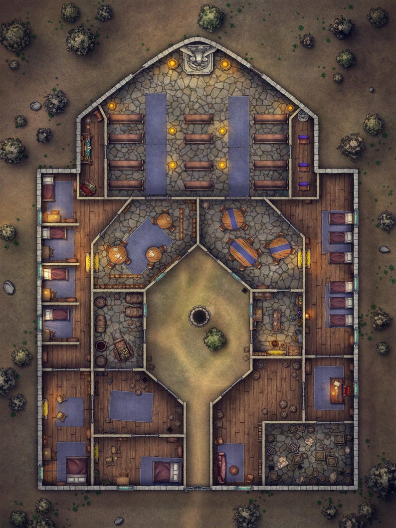 Monastery Battlemap, Dnd Map, Church, Shrine, D&D, Battle Map, Temple ...