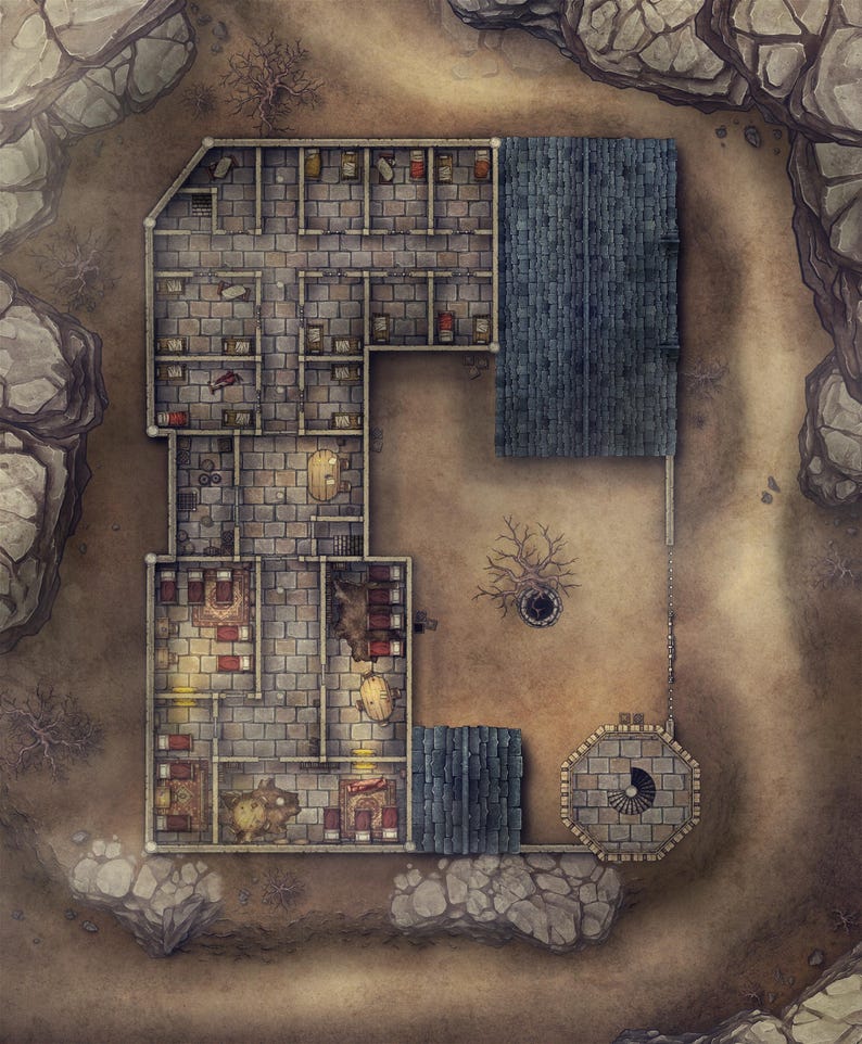 Jail Battlemap, Dnd Map, D&D, Asylum, Prison, Dungeons and Dragons, 5e ...
