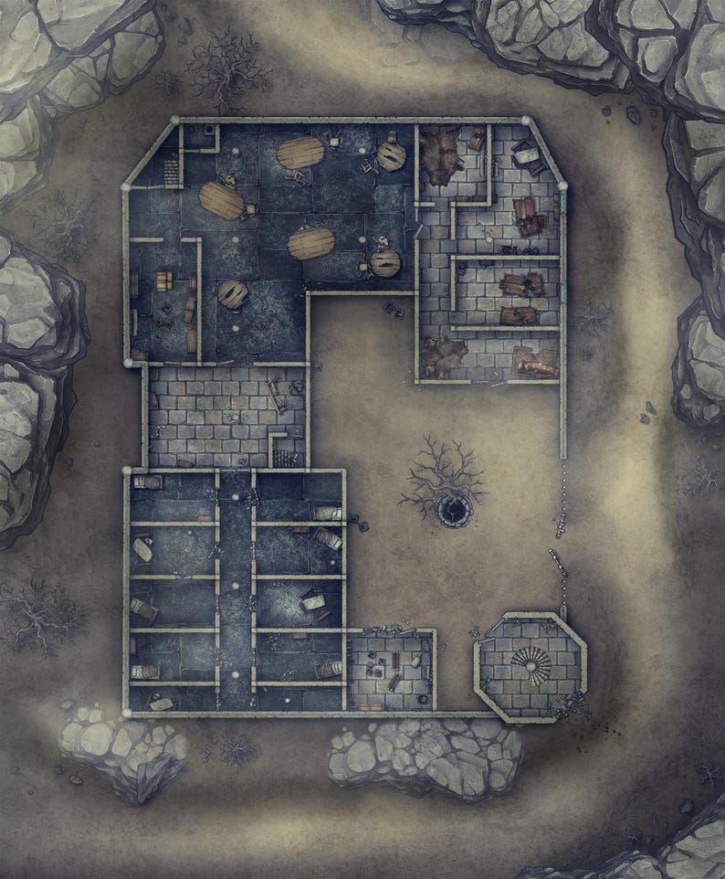 Jail Battlemap, Dnd Map, D&D, Asylum, Prison, Dungeons and Dragons, 5e ...