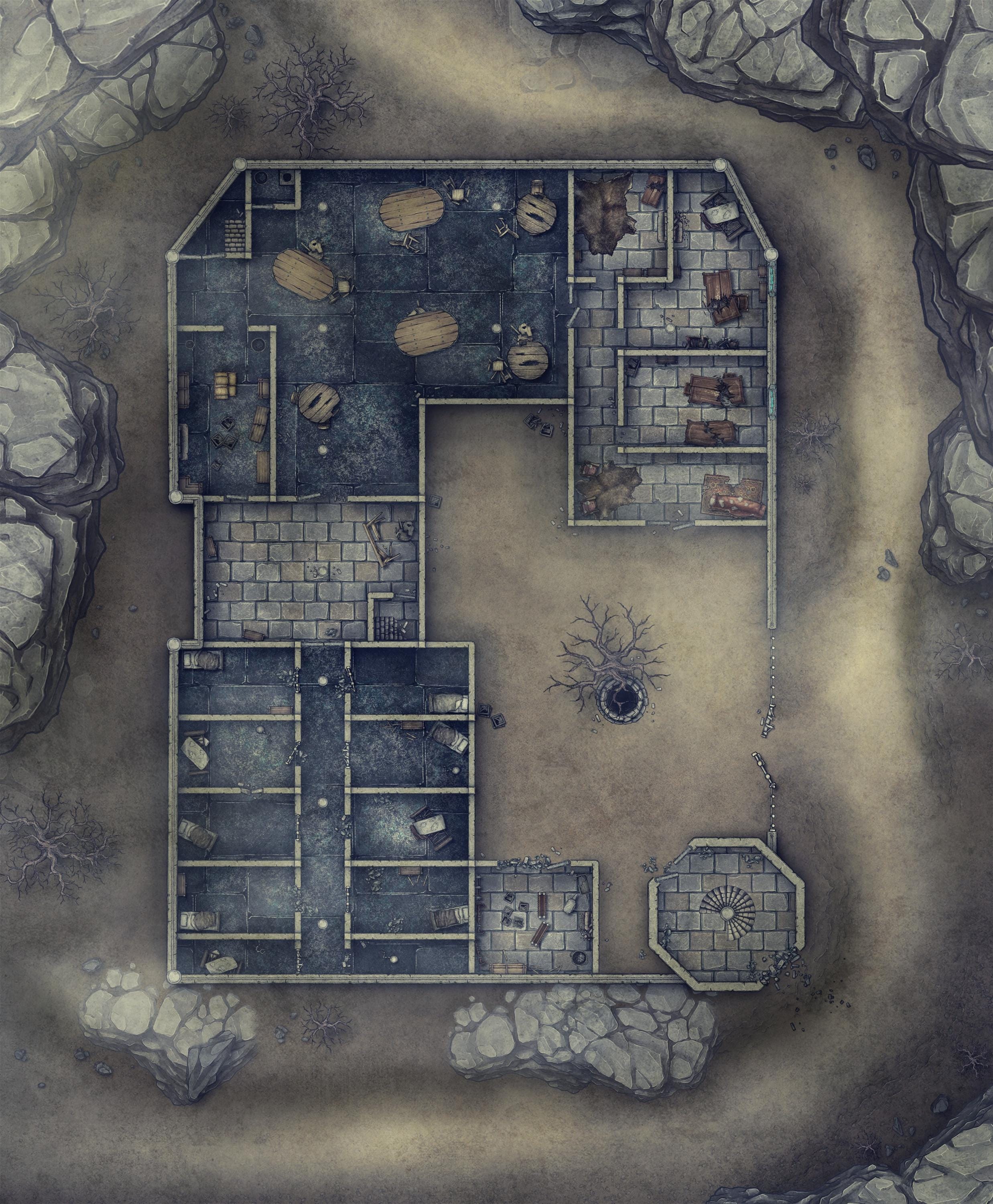 Jail Battlemap, Dnd Map, D&D, Asylum, Prison, Dungeons and Dragons, 5e ...
