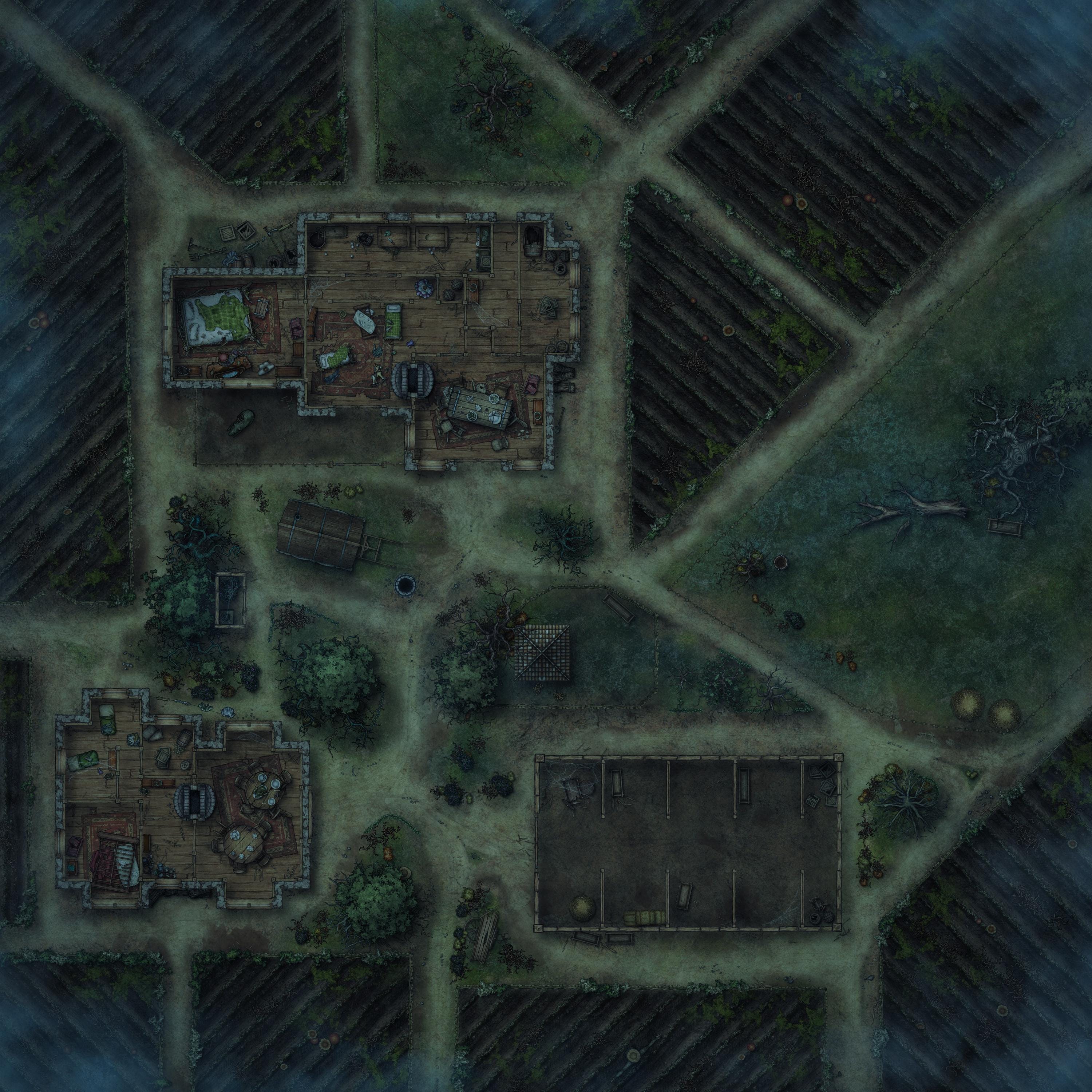 Farm Battlemap, Dnd Map, Village, Ruined, Town, D&D, Battle Map ...