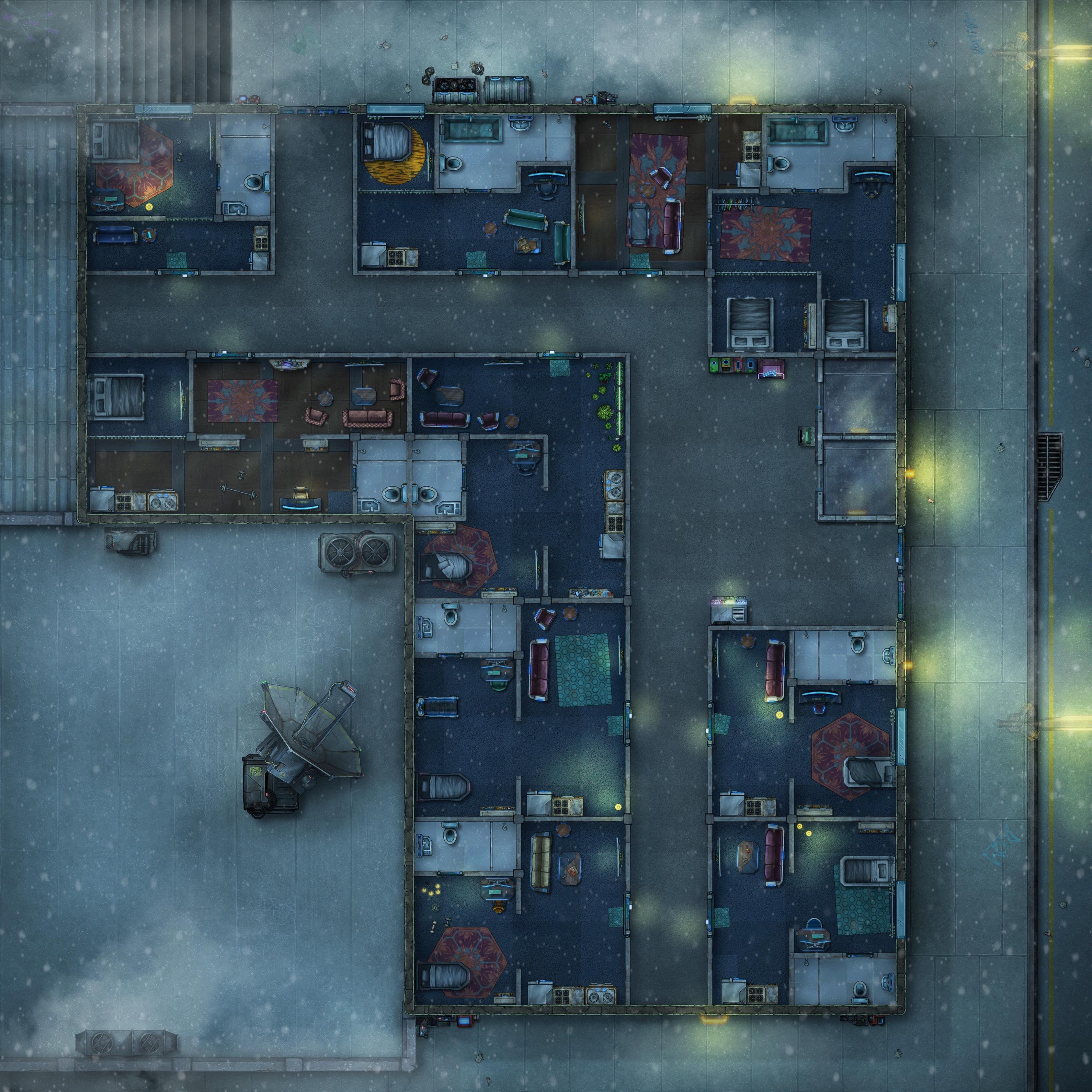 Apartment Battlemap, Dnd Map, Cyberpunk, Modern Maps, Sci Fi Battlemap, Map Tile, 5e, Roll20 ...