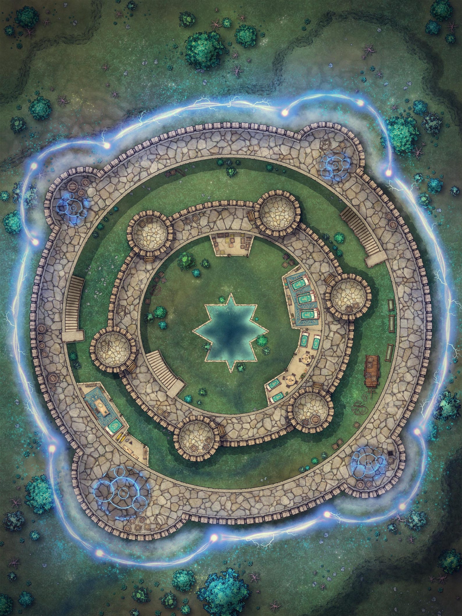 Elven Castle, Fort, Dnd Maps, Battlemap, D&D, Pathfinder, Town Map ...