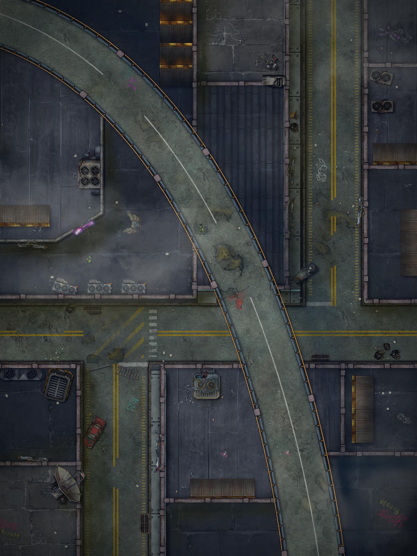 Modern City Battlemap, City Streets, Dnd Map, TTRPG Map, Cyberpunk, D&D ...