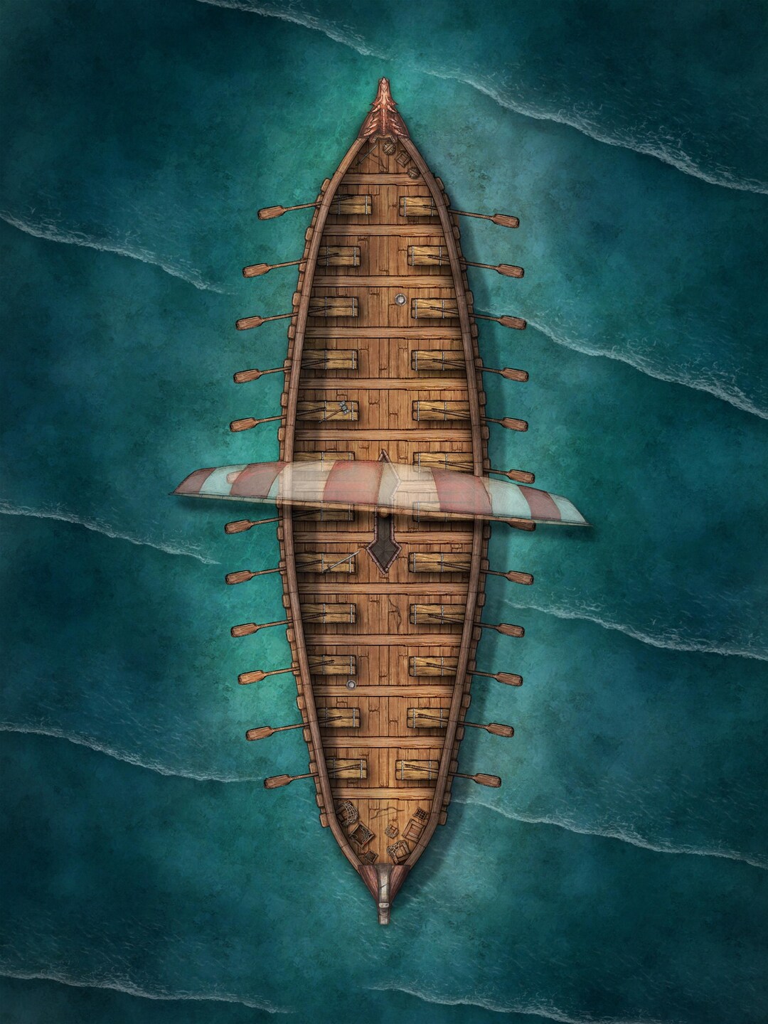 Viking Ship Battlemap, Dnd Map, Longship, Pirate Ship, D&D, Battle Map ...