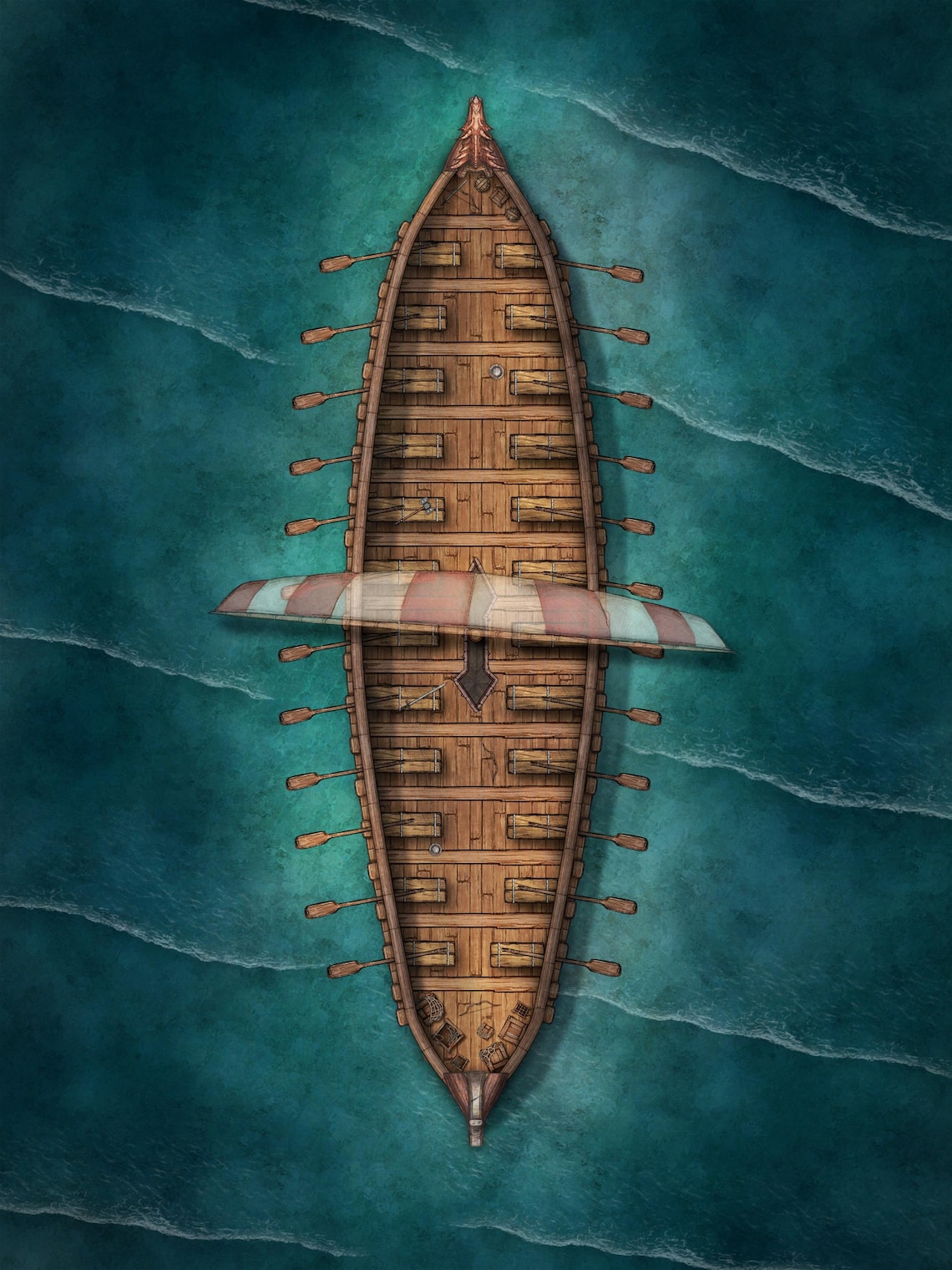 Viking Ship Battlemap, Dnd Map, Longship, Pirate Ship, D&D, Battle Map ...