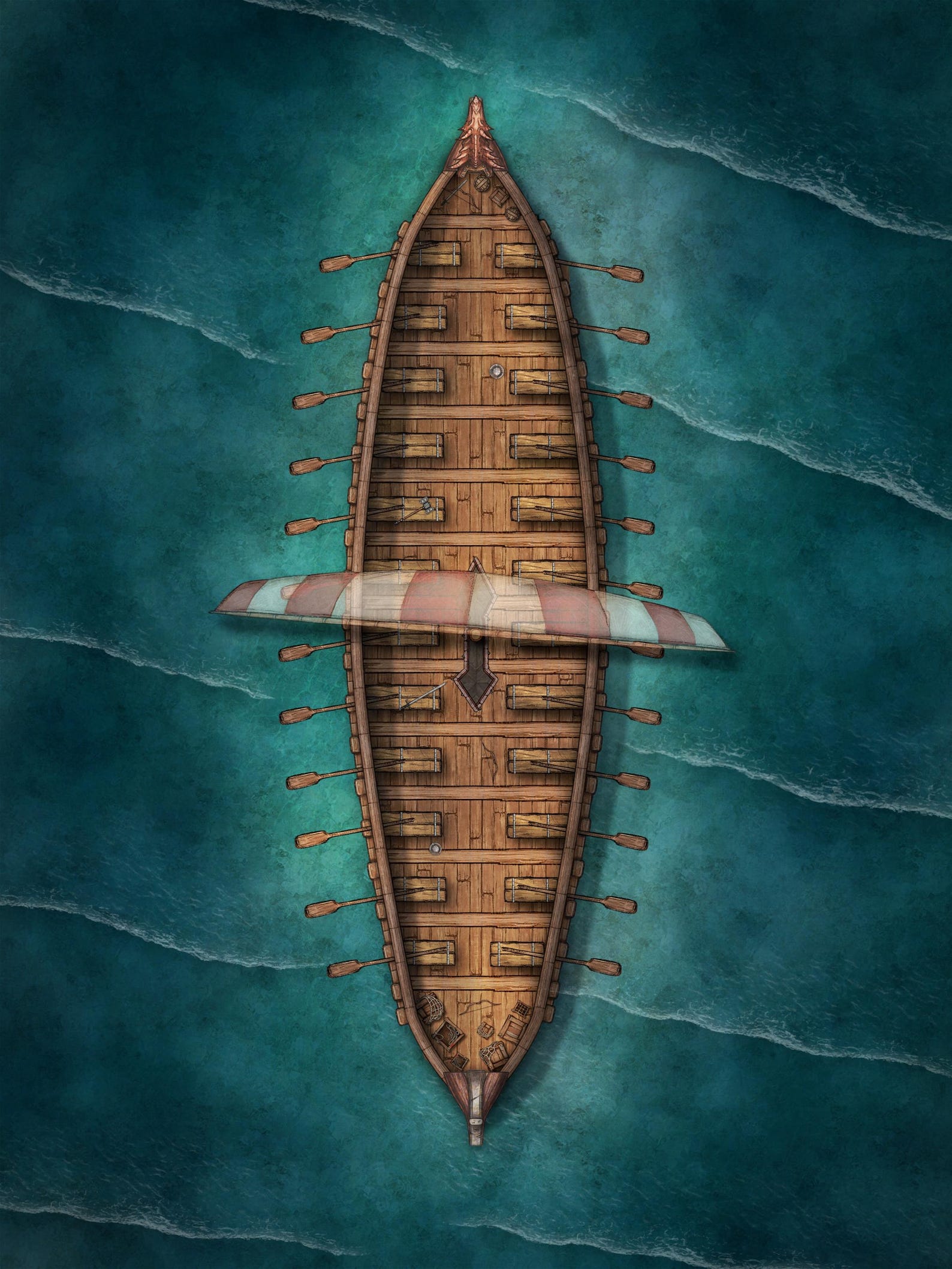 Viking Ship Battlemap, Dnd Map, Longship, Pirate Ship, D&D, Battle Map ...