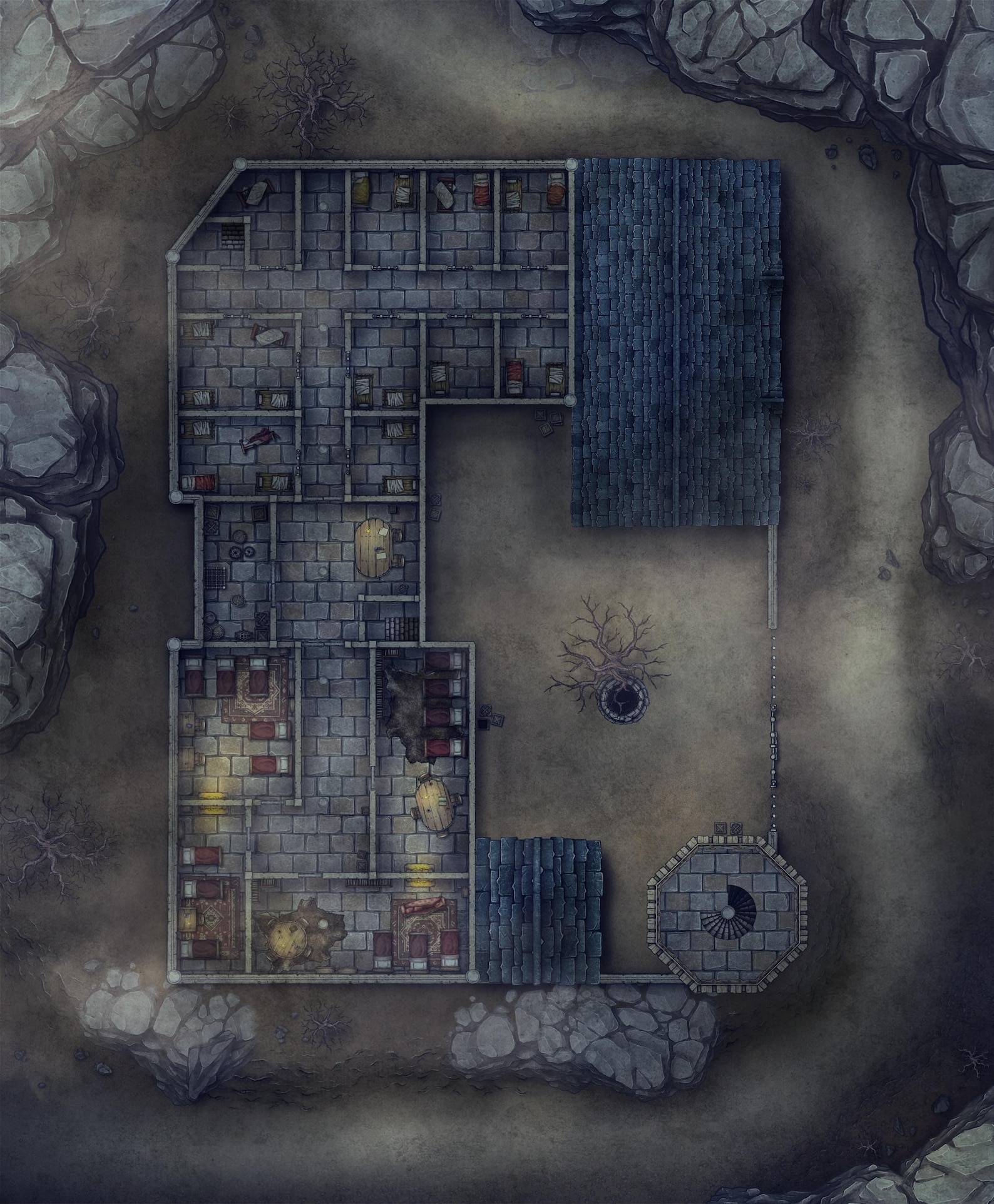 Jail Battlemap, Dnd Map, D&D, Asylum, Prison, Dungeons and Dragons, 5e ...