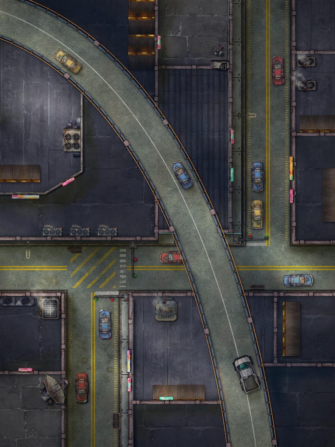 Modern City Battlemap, City Streets, Dnd Map, TTRPG Map, Cyberpunk, D&D ...