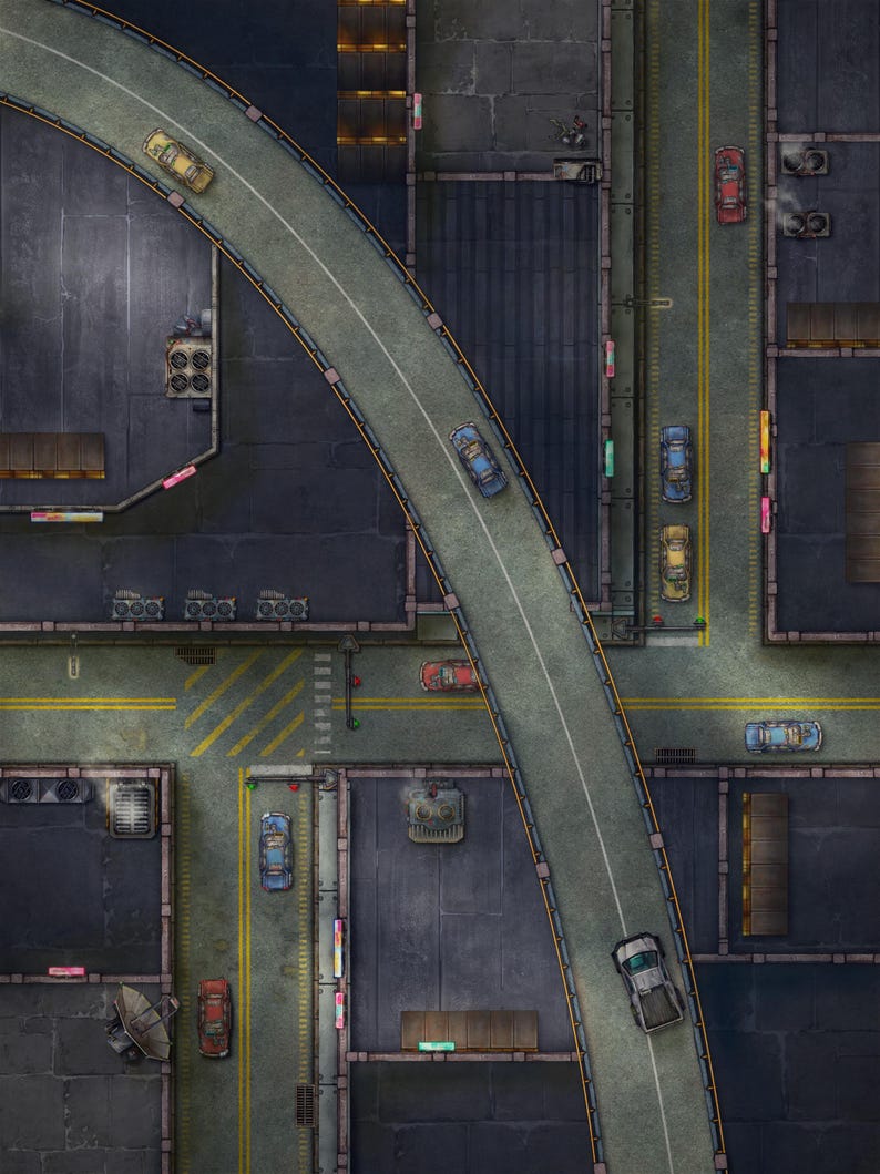 Modern City Battlemap, City Streets, Dnd Map, TTRPG Map, Cyberpunk, D&D ...